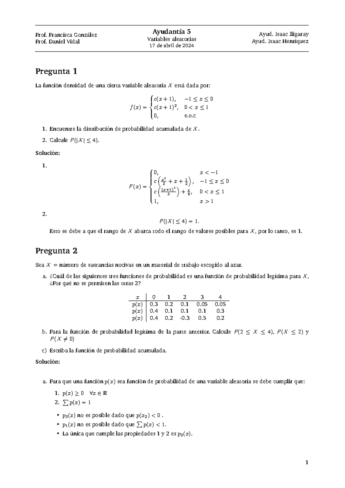 Ayudantía 5 Pauta - Prof. Francisca Gonz ́alez Prof. Daniel Vidal ...