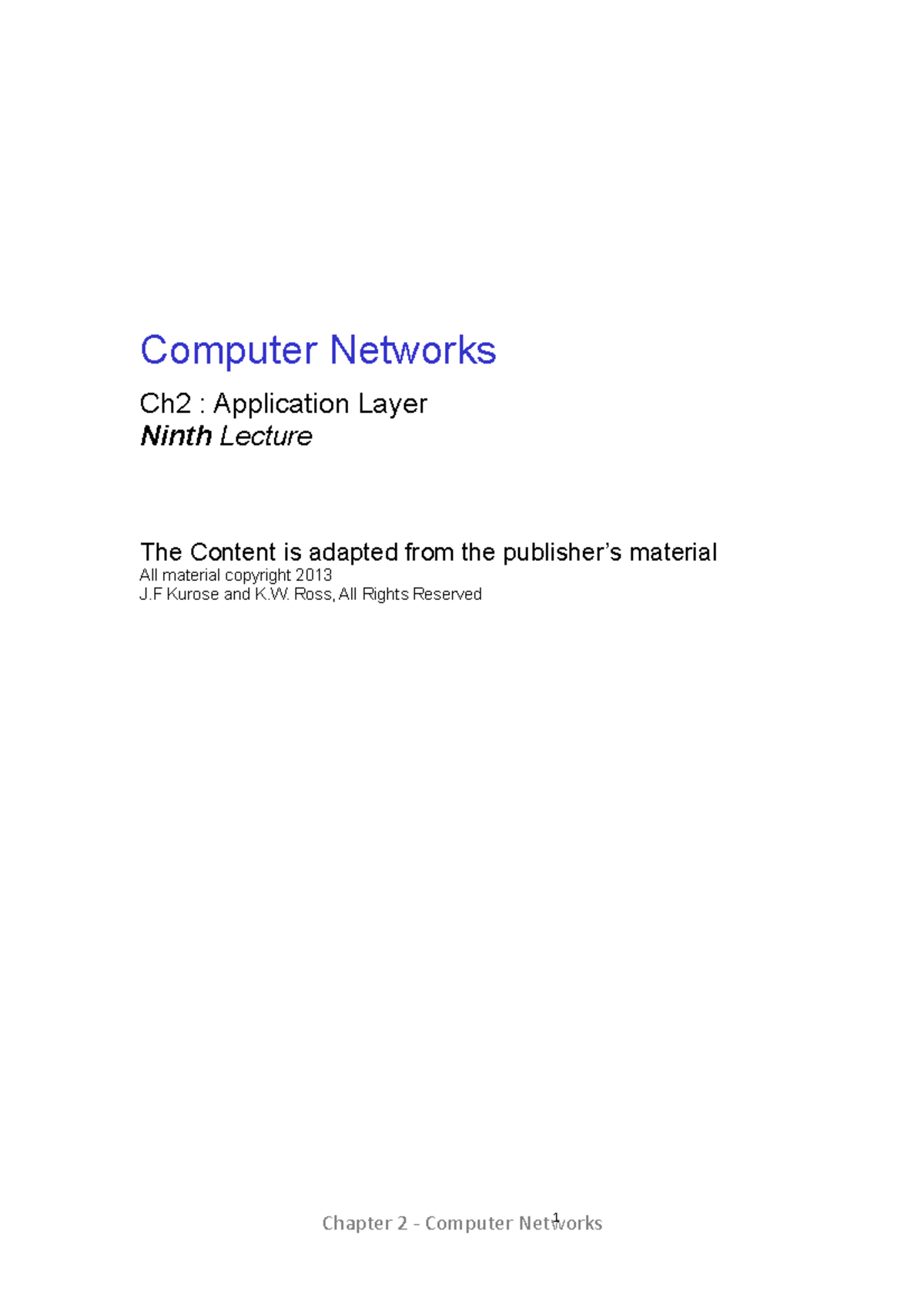 Computer Networks - Ch2 I - Computer Networks Ch2 : Application Layer ...