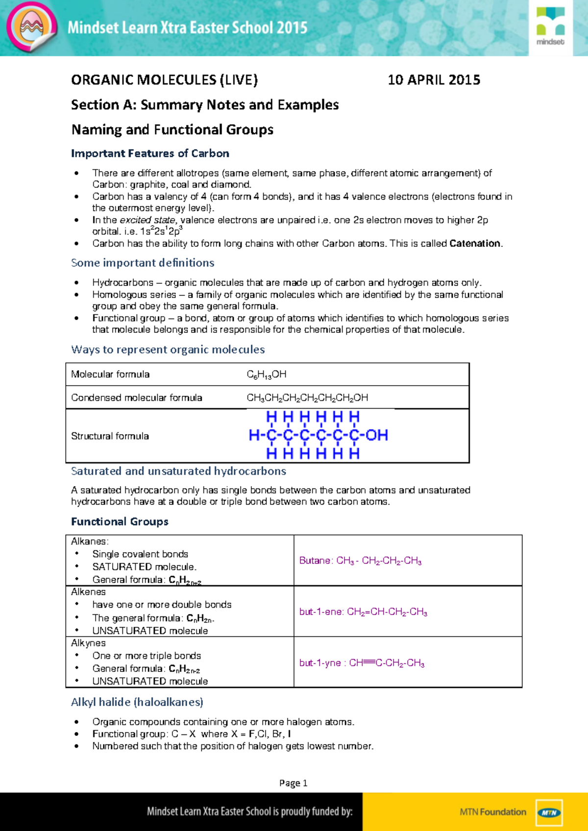 Gr12PSci Organic Molecules (Live) 10Apr2015 - ORGANIC MOLECULES (LIVE ...