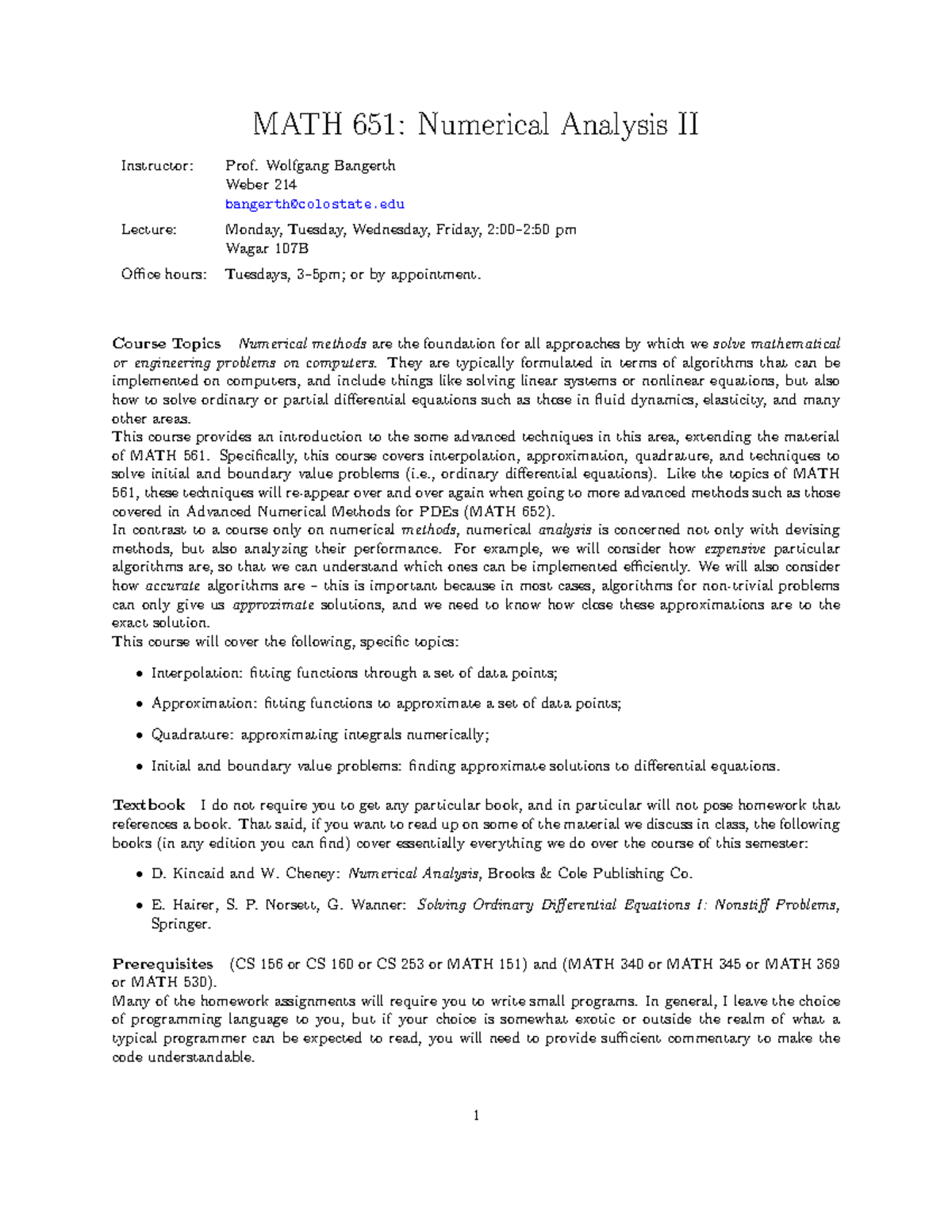 First-day-handout - Lecture notes 1 - MATH 651: Numerical Analysis II ...