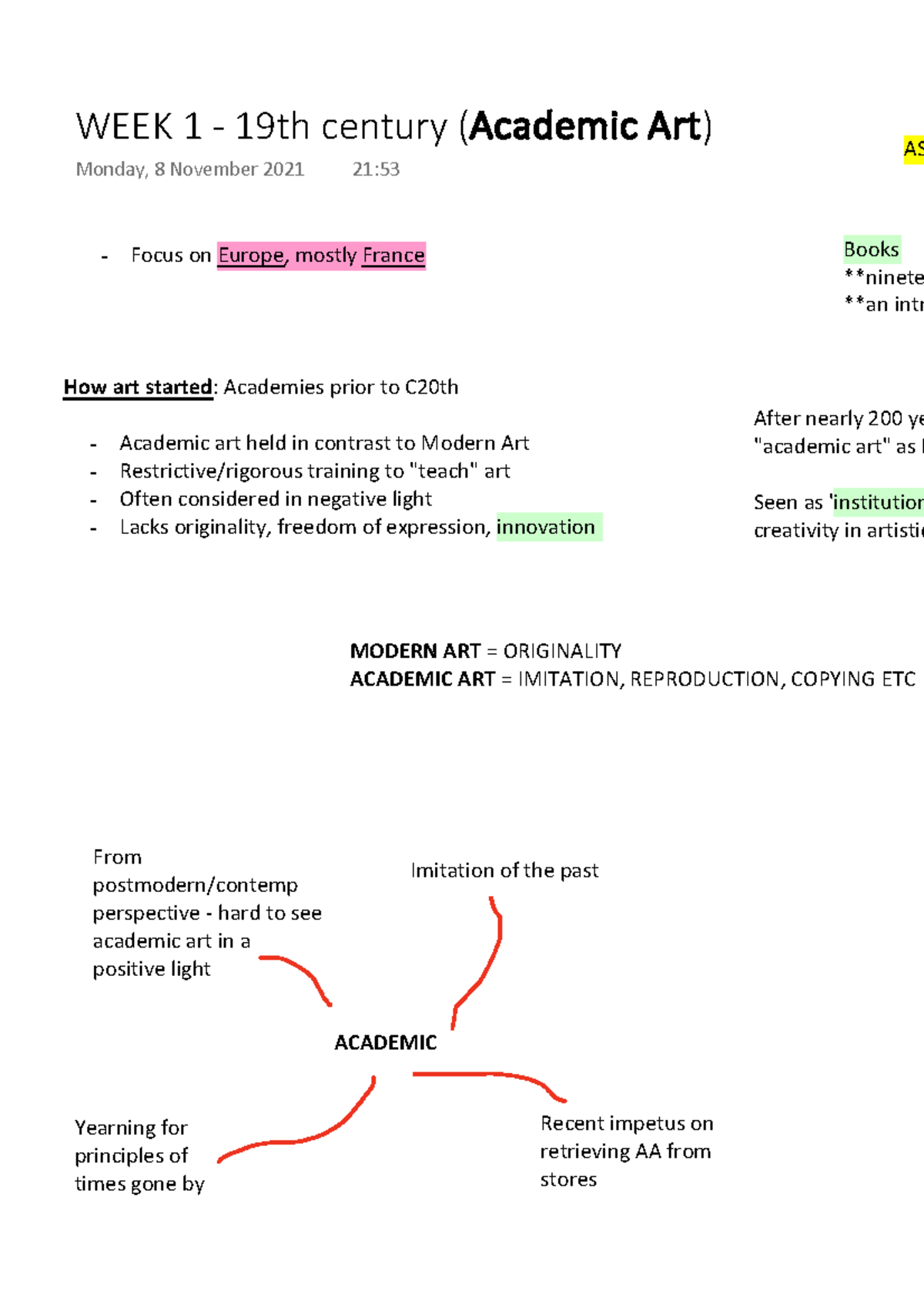 WEEK 1 - 19th century (Academic Art) - ASS Focus on Europe, mostly ...