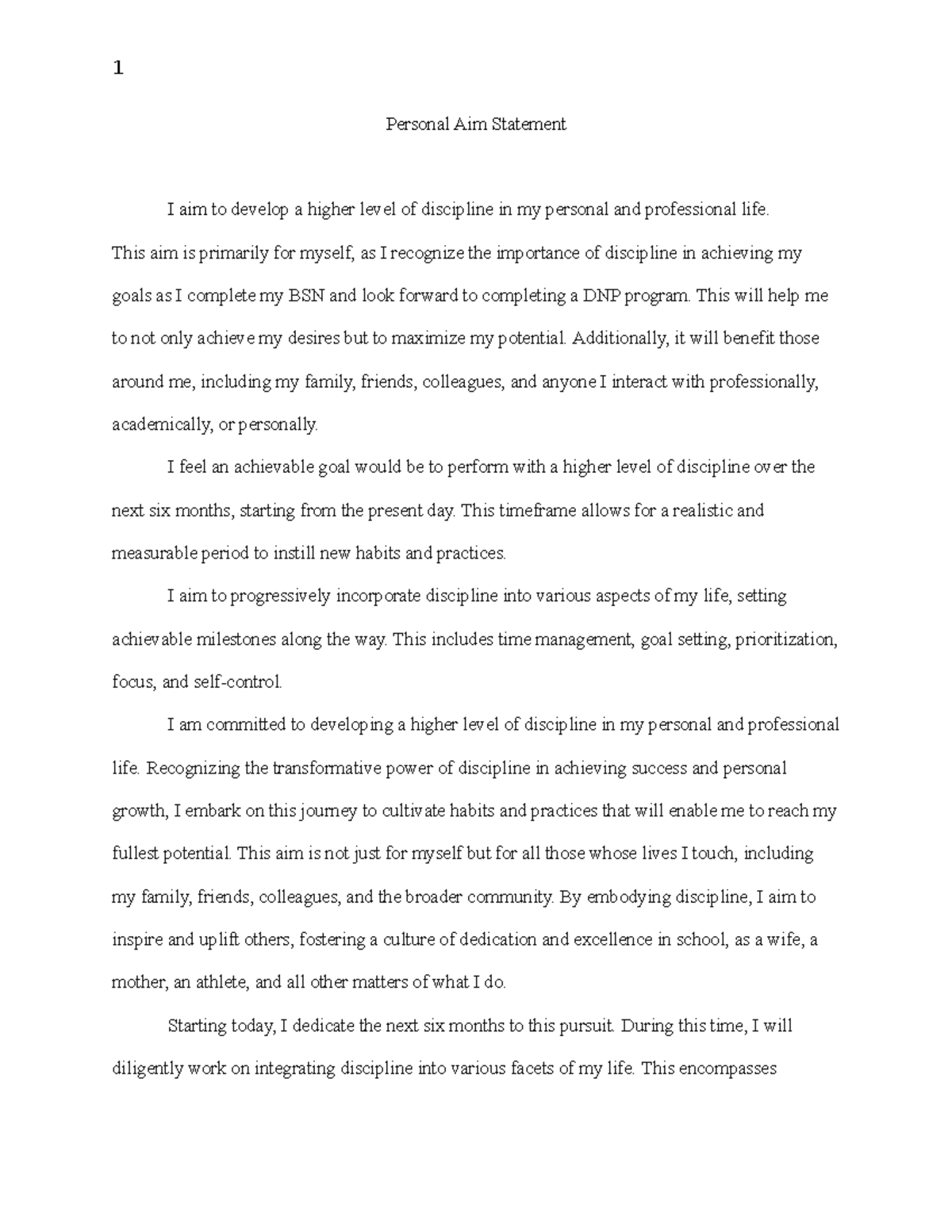 Personal Aim Statement - This aim is primarily for myself, as I ...
