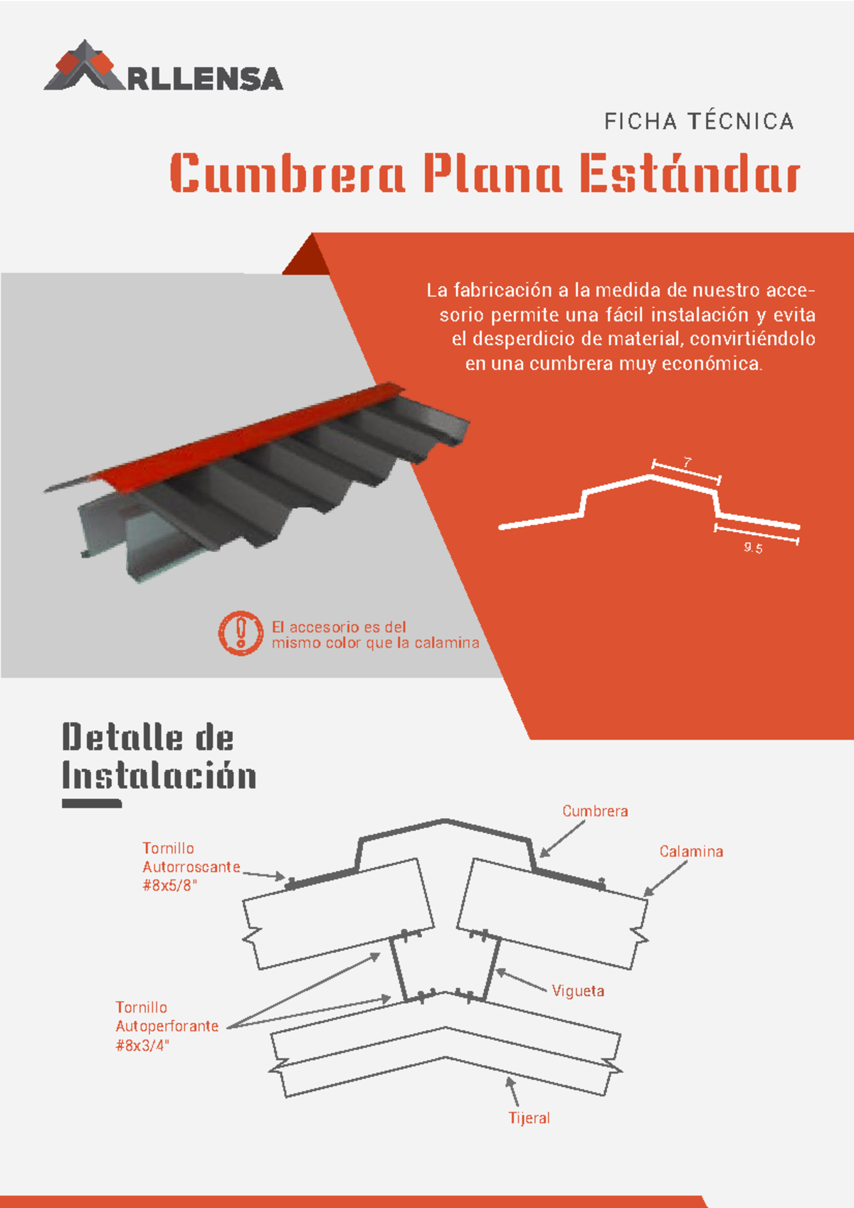 FT2 Cumbrera Plana Estandar - Costos y Presupuestos - 7 Tornillo ...
