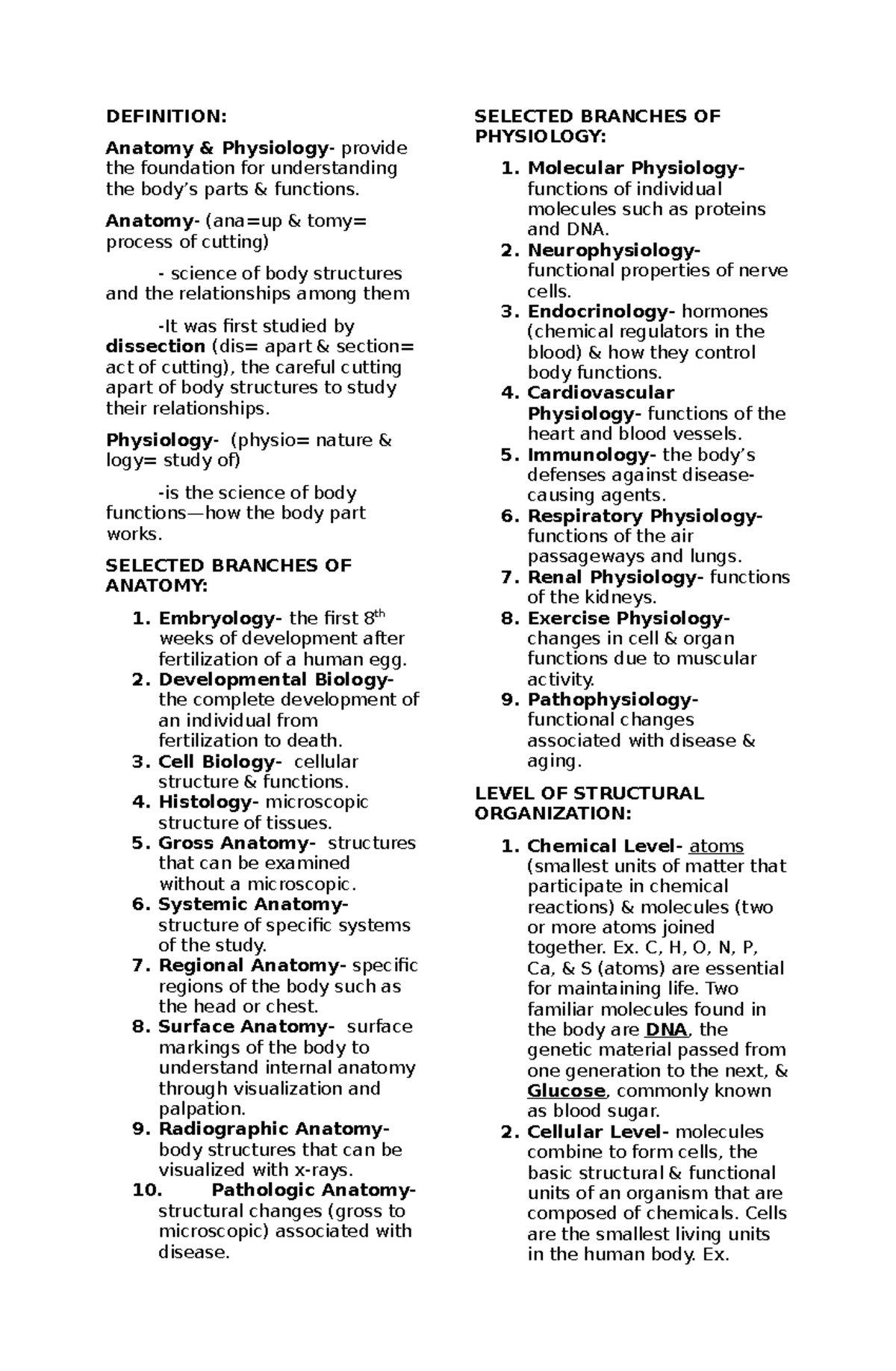 Ana Phy - anaphy - DEFINITION: Anatomy & Physiology- provide the ...