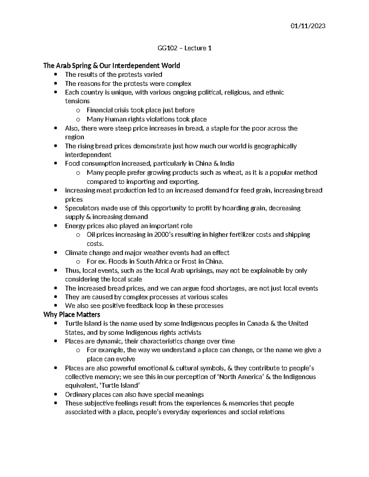 GG102 - Lec 1 - .... - 01/11/ GG102 – Lecture 1 The Arab Spring & Our ...