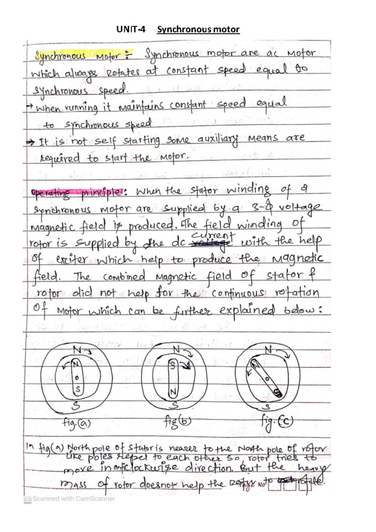 Unit4 - Machine note - UNIT-4 Synchronous motor #. General feature of synchronous motor: The ...