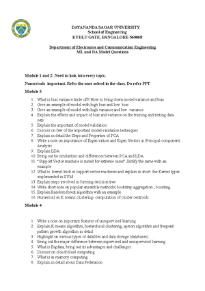 Machine learning- chapter 1 - 1 Dr S. Sridhar Professor, Department of ...