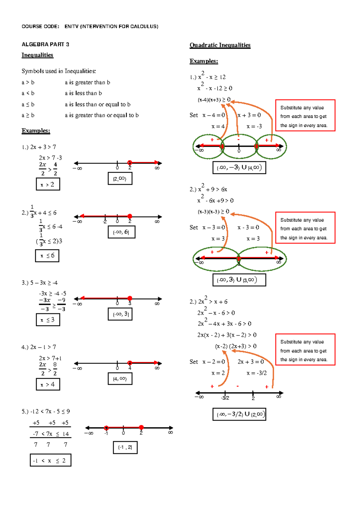 Algebra PART 3 - Inequalities, System OF Equations, Division OF ...