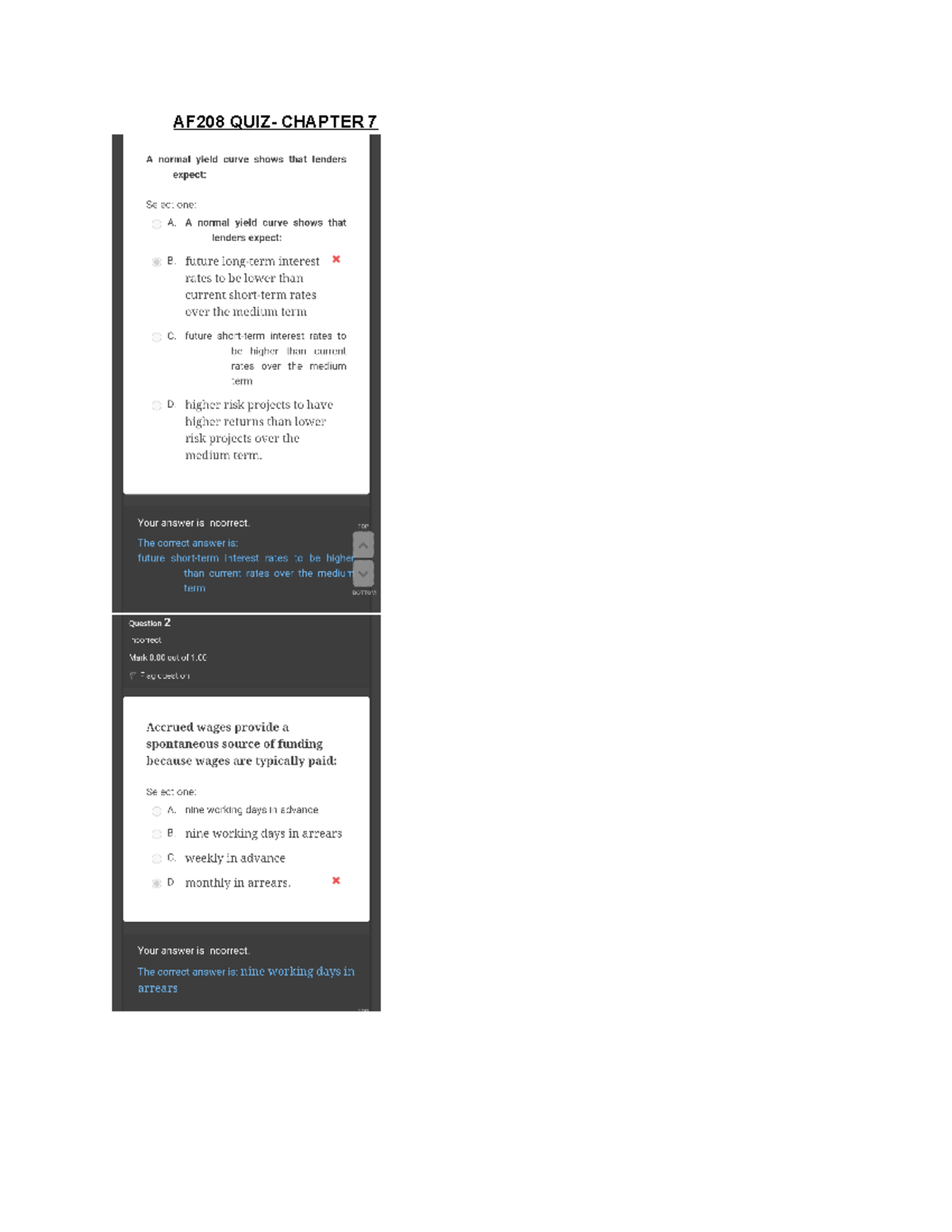 AF208 QUIZ- Chapter 7 - Financial management - AF208 QUIZ- CHAPTER - Studocu