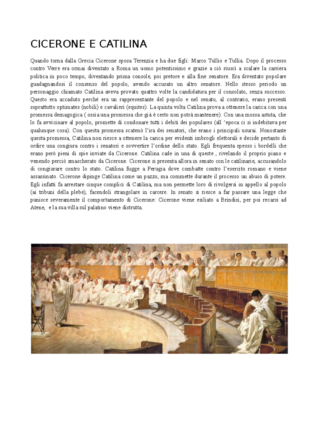 Cicerone E Catilina - CICERONE E CATILINA Quando torna dalla Grecia ...