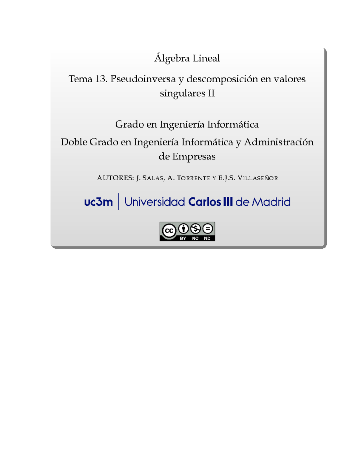 Algebra ampliacion 13 - ejercicios - Álgebra Lineal Tema 13 ...