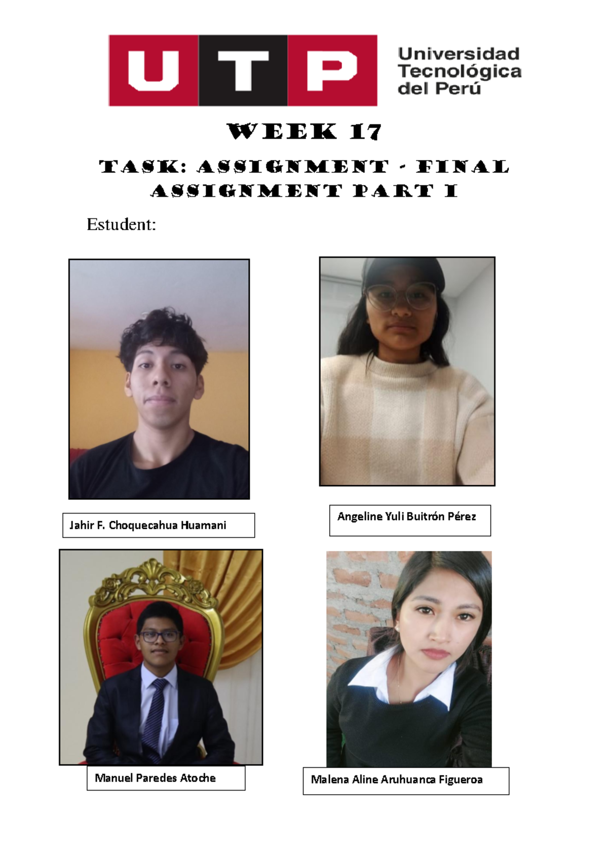 Week 17 Task Assignment Final Assignment Part I Week 17 Task