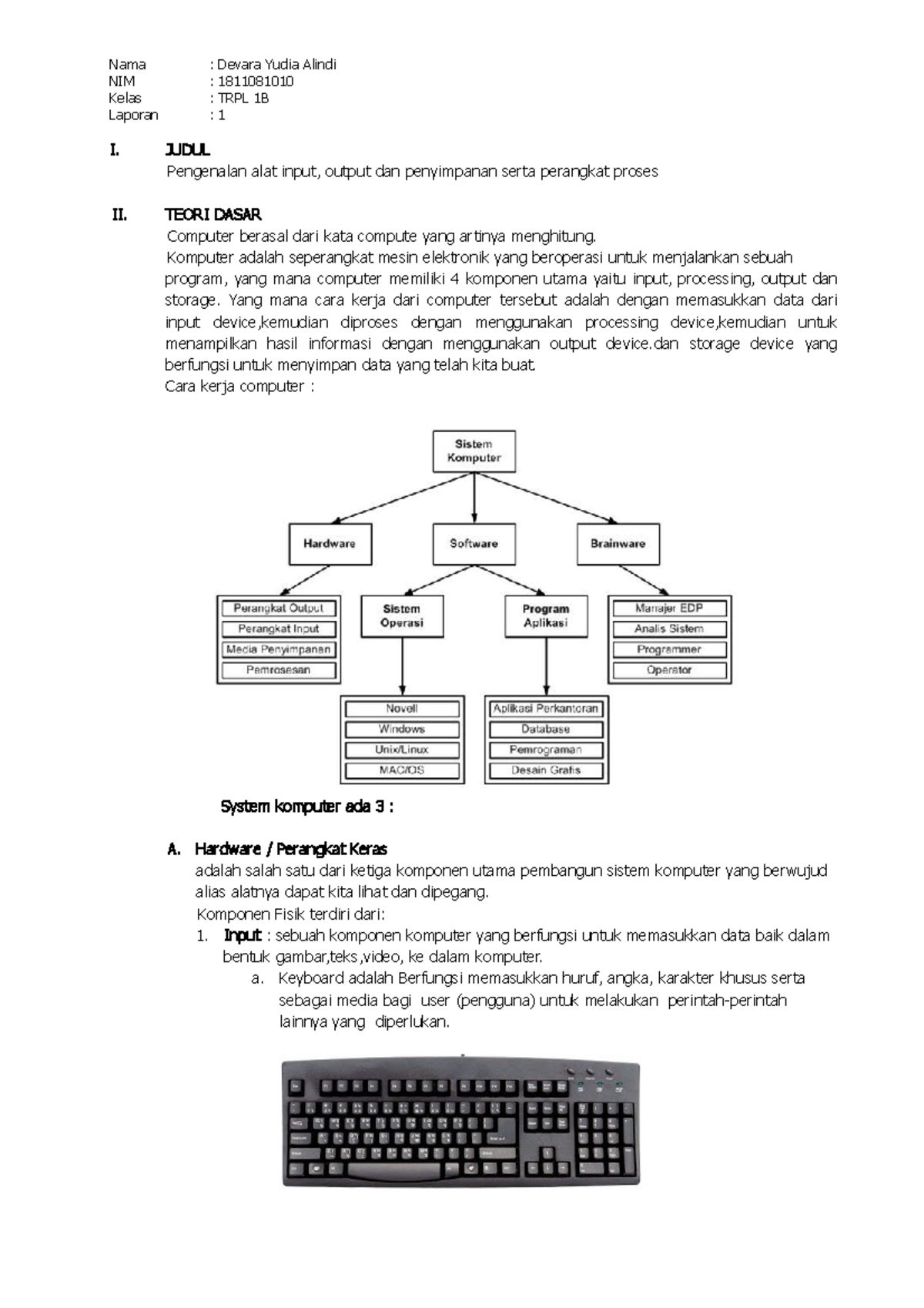 Laporan 1 Pengenalan Alat Input Output Dan Penyimpanan Serta