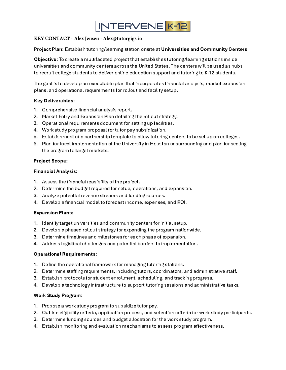 Intervene K-12 - Project Plan Prairie View AM - KEY CONTACT - Alex ...