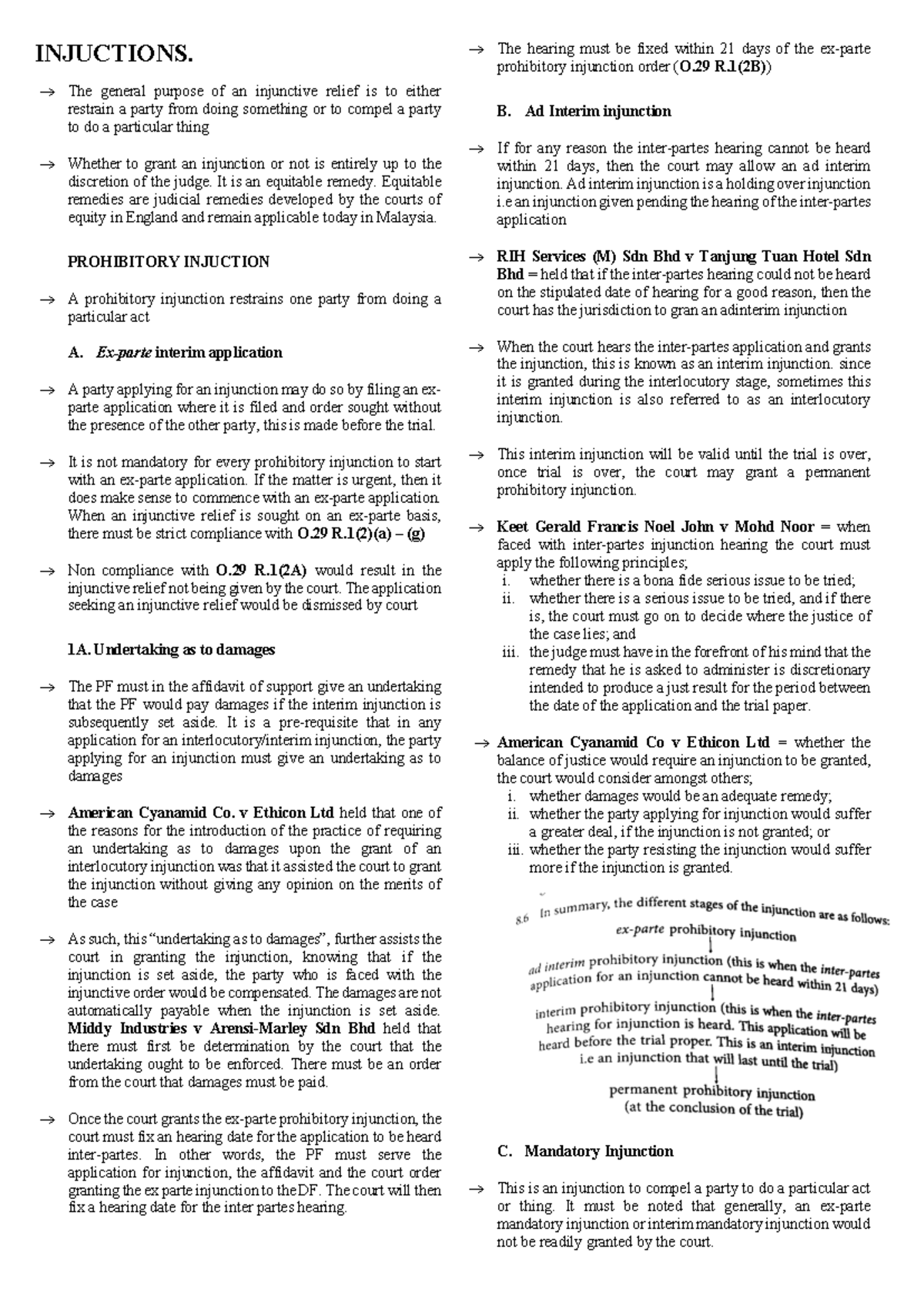 Injuctions - INJUCTIONS. ® The general purpose of an injunctive relief ...