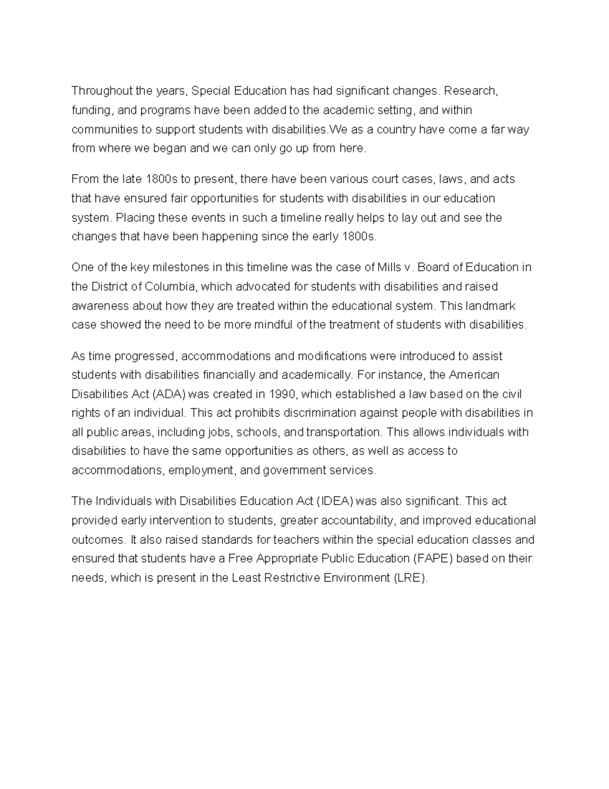 Sped timeline SP510 - Final Grade A - Throughout the years, Special ...
