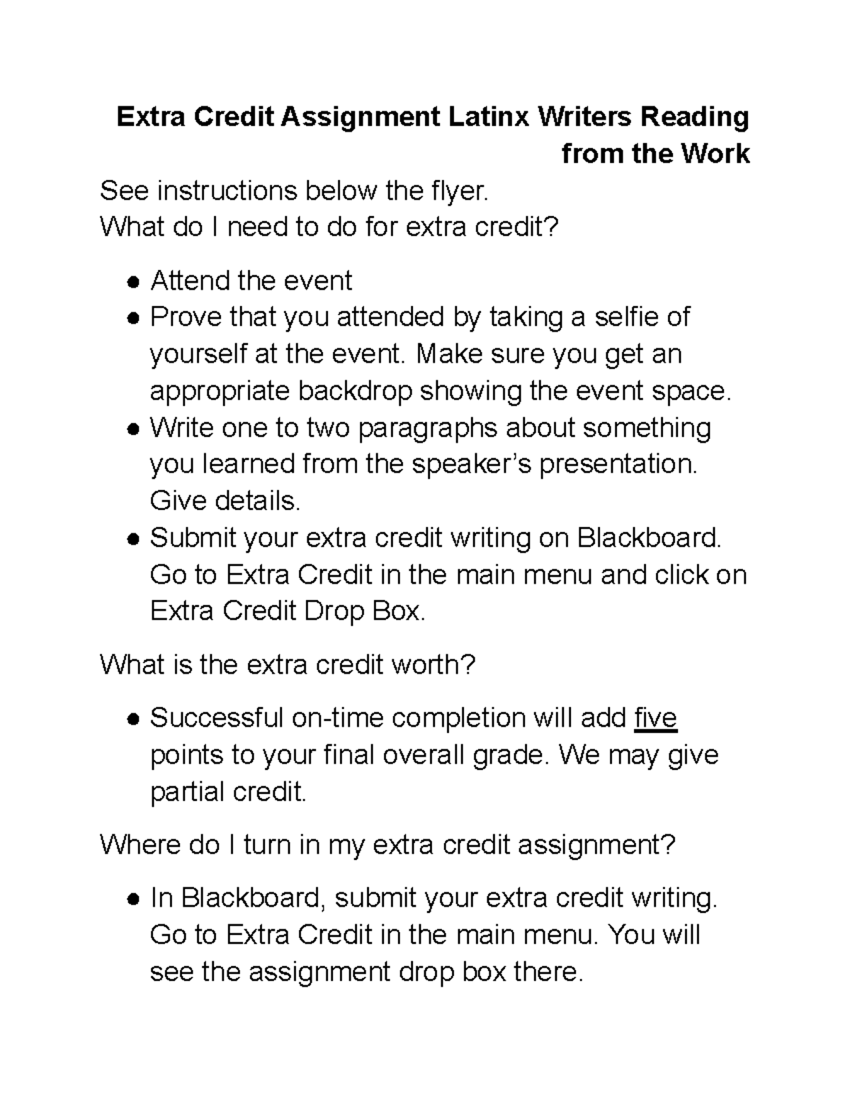 Extra Credit Assignment Latinx Writers Reading from the Work - Extra ...