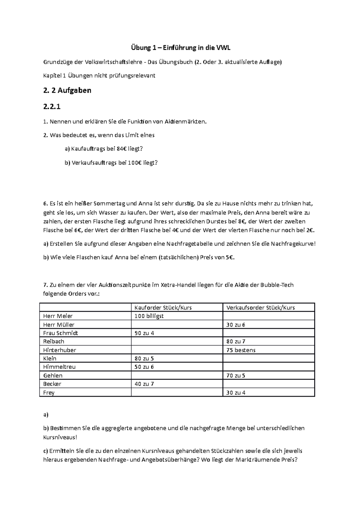 Übung 1 - Übung 1 – Einführung in die VWL Grundzüge der ...