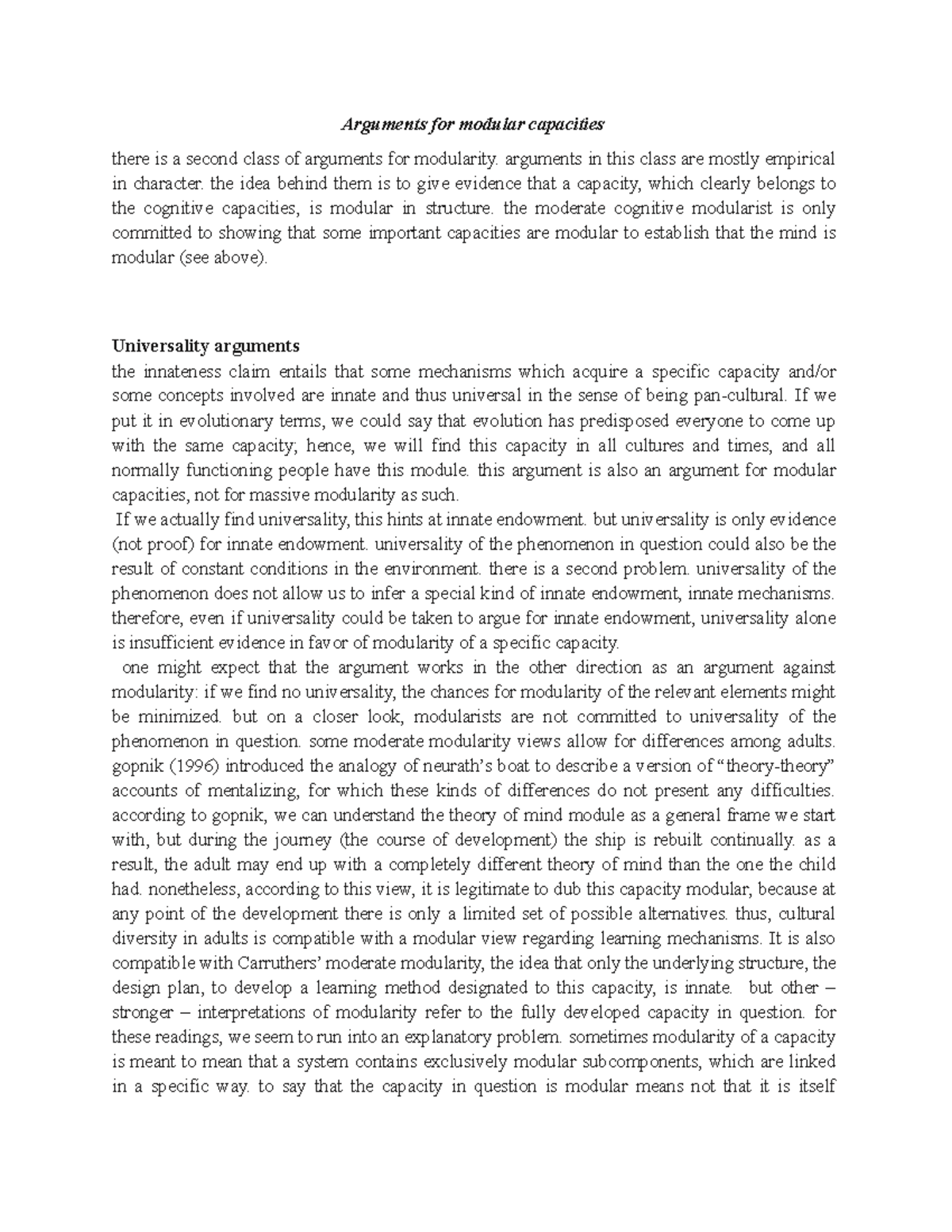 Arguments for modular capacities - arguments in this class are mostly ...