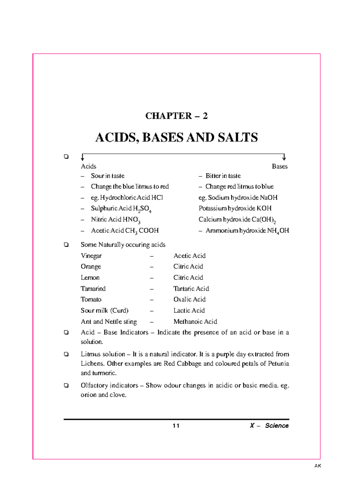 10 science notes 02 Acid Bases and Salts 1 - 11 X – Science CHAPTER – 2 ...
