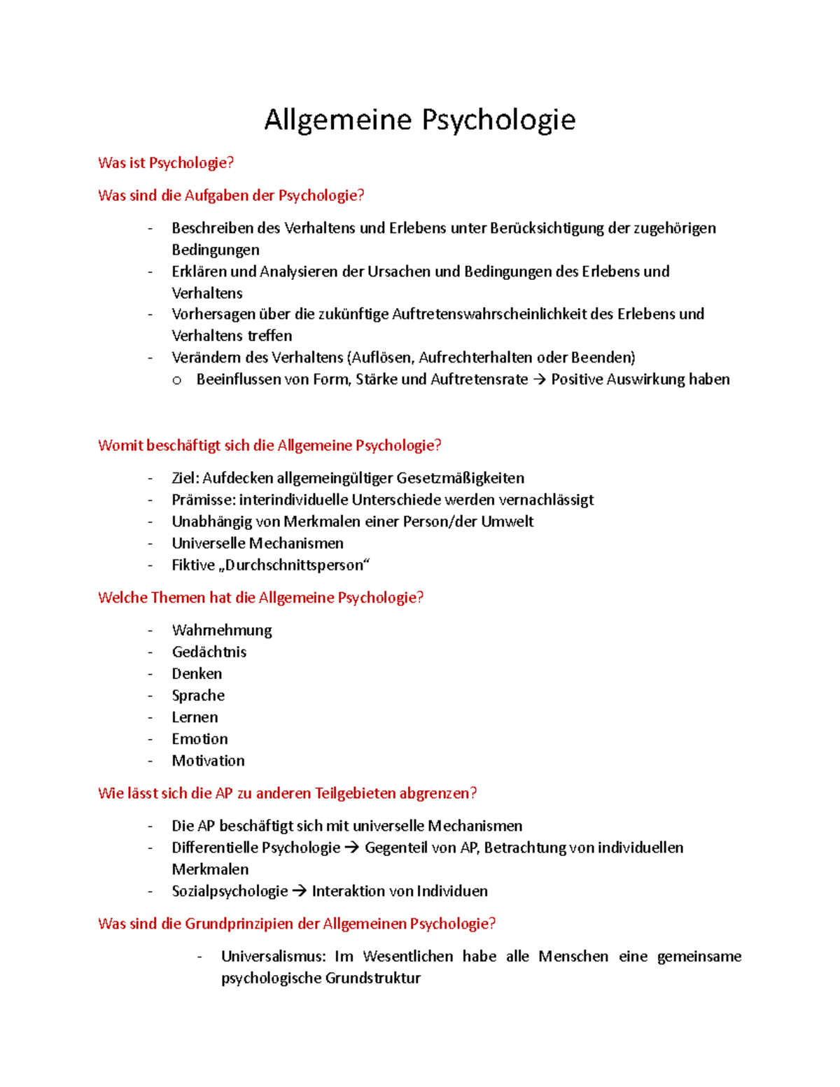 Allgemeine Psychologie - drei Methoden zur Erfassung der absoluten Schwelle + das Weber‘sche ...