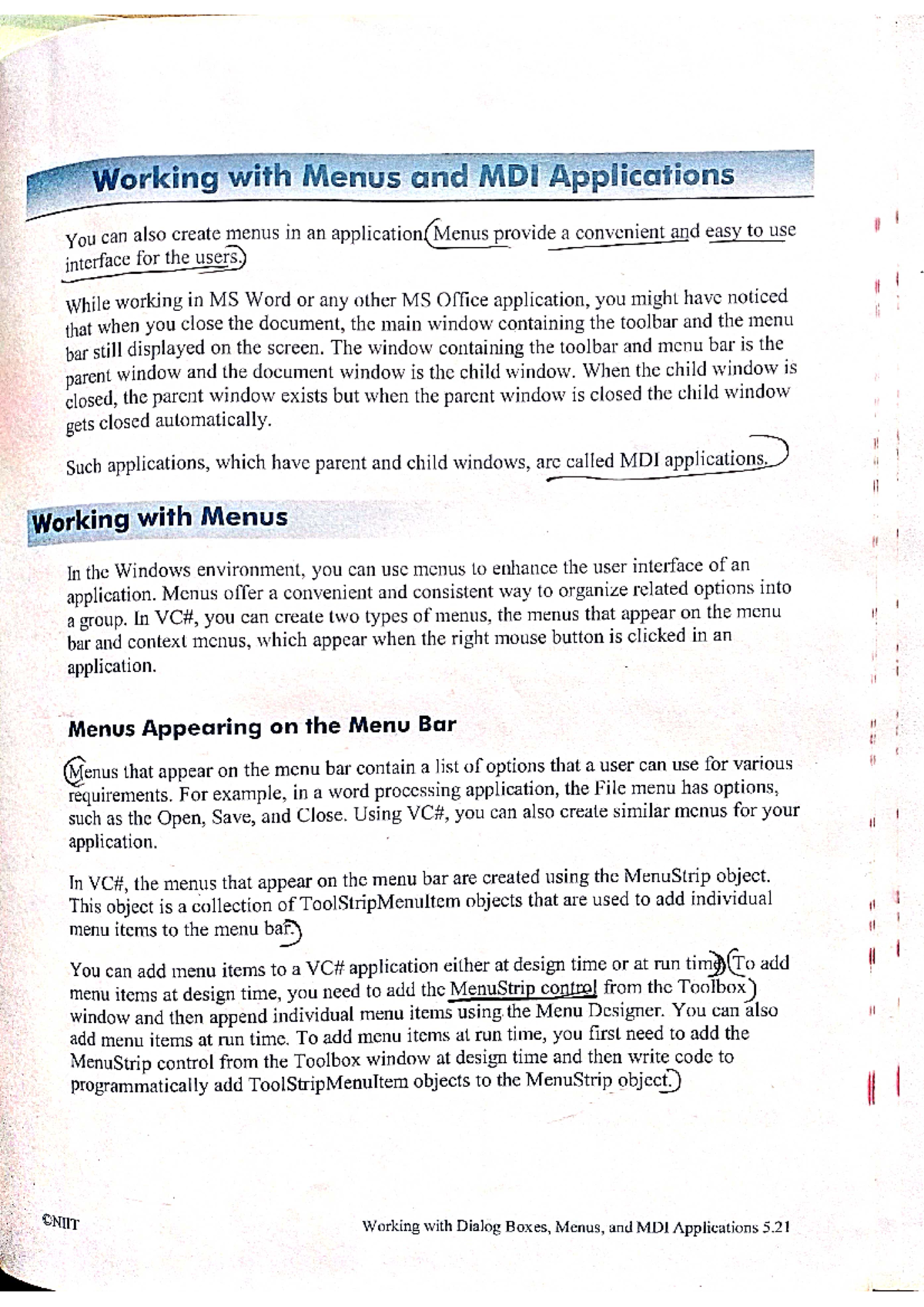 Working with menus and MDI - Computer Programming - MG University - Studocu