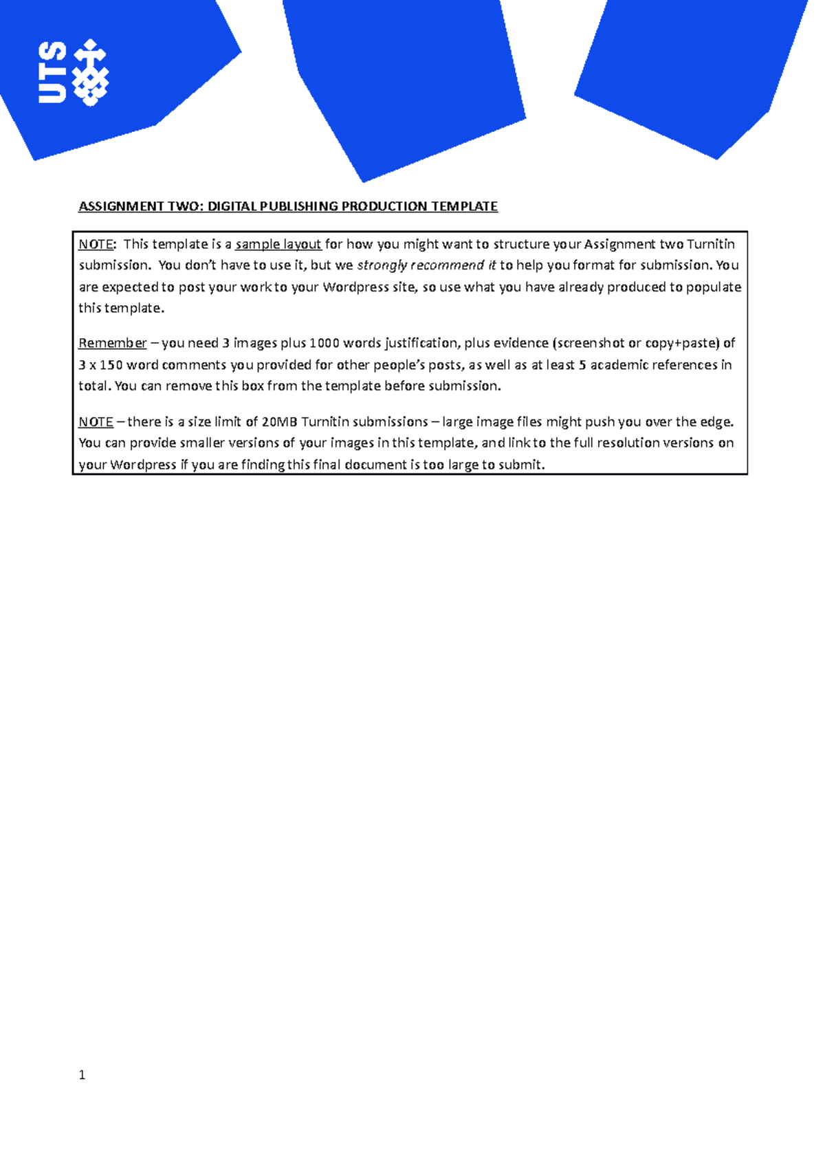 Assignment two Template 2020 - ASSIGNMENT TWO: DIGITAL PUBLISHING ...