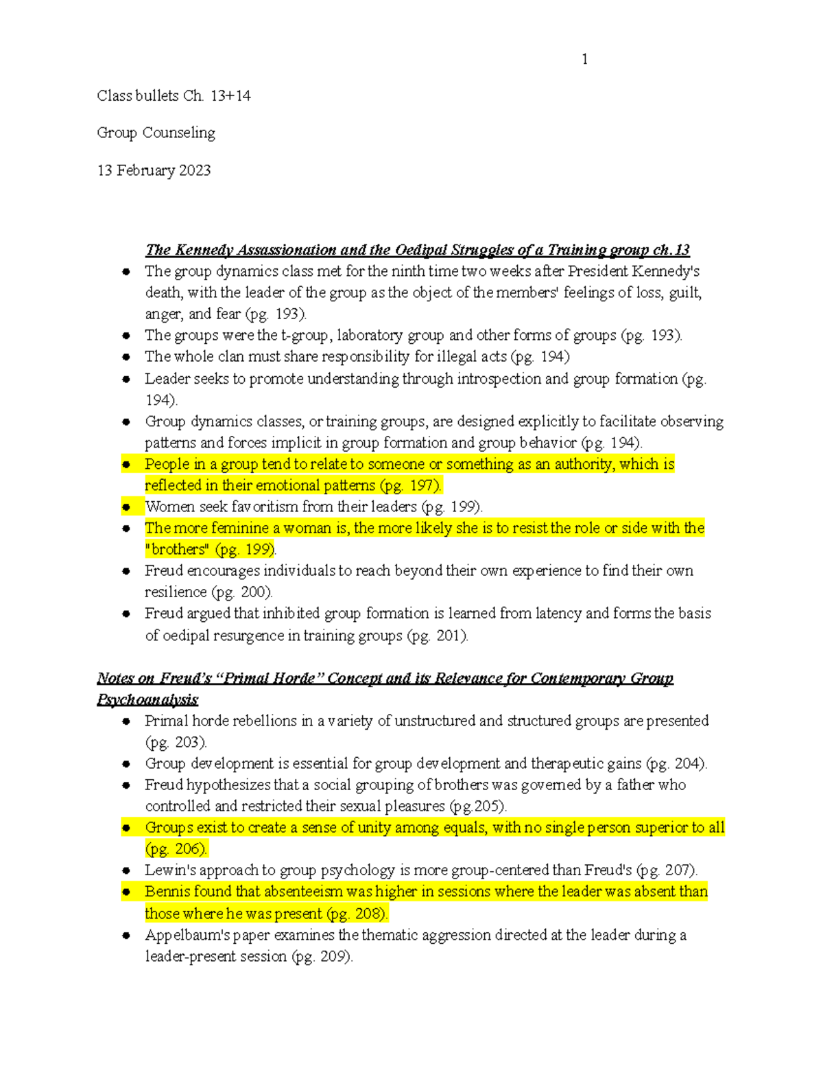 Group Counselling Ch. 13+14 - 1 Class bullets Ch. 13+ Group Counseling ...