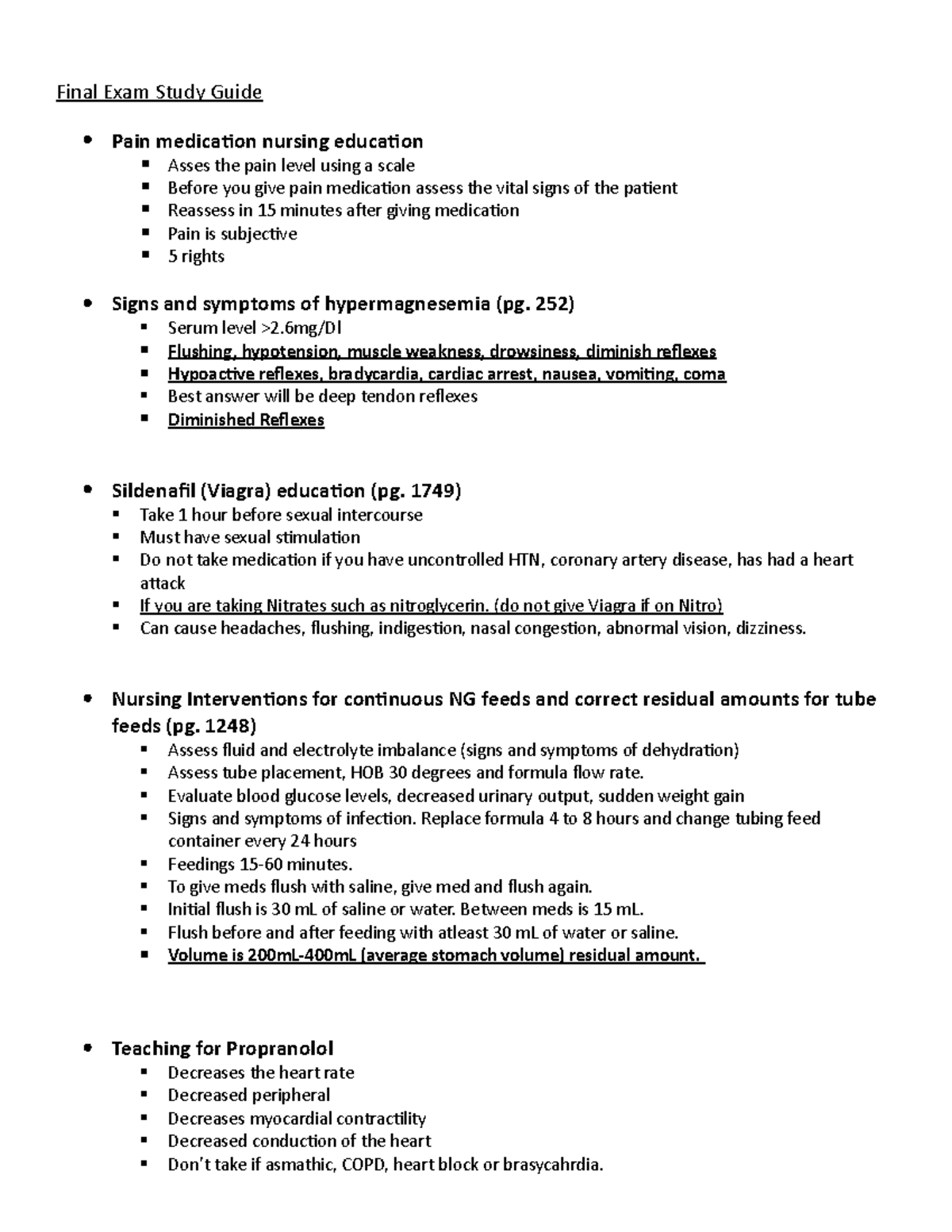 Final Exam Study Guide BAH - Final Exam Study Guide Pain medication ...