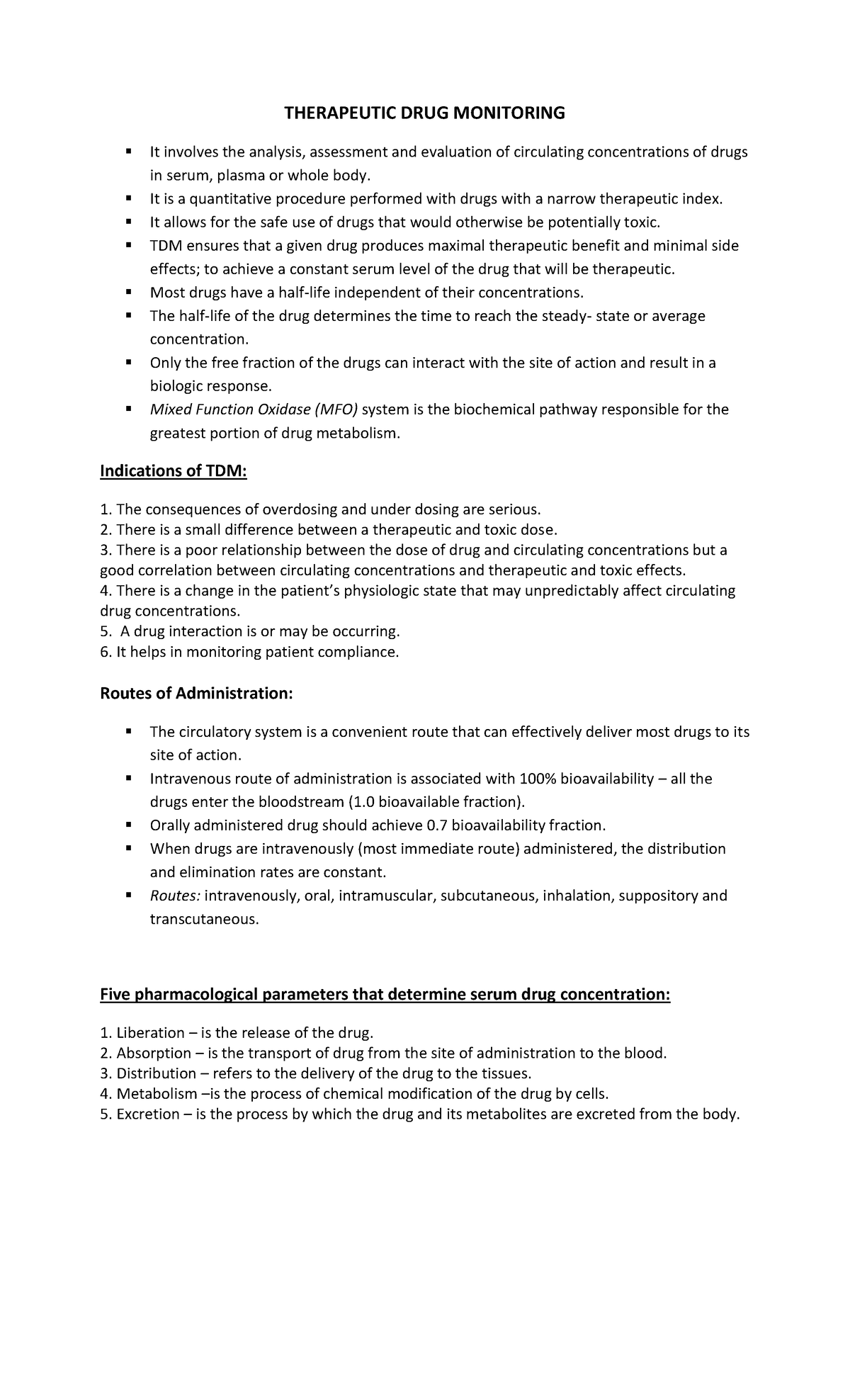TDM-Toxicology-1 - THERAPEUTIC DRUG MONITORING It involves the analysis ...