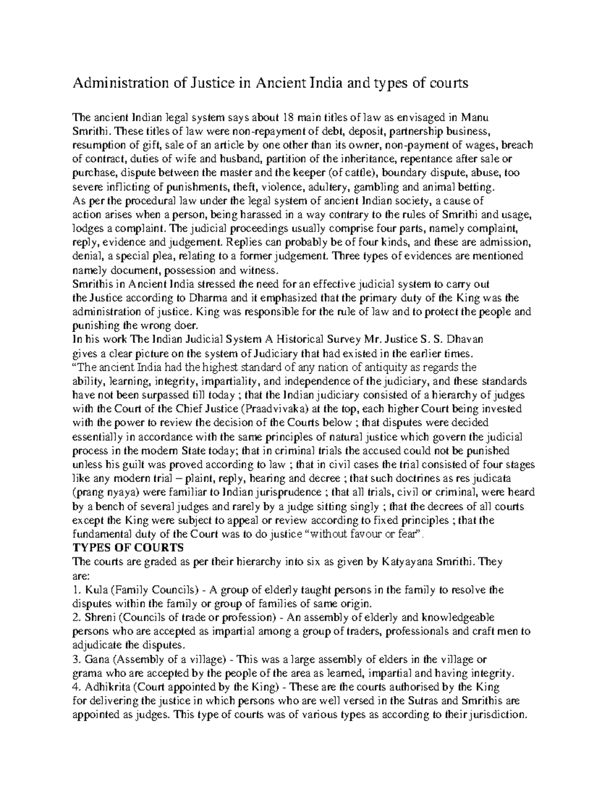 Administration of Justice in Ancient India and types of courts - These ...