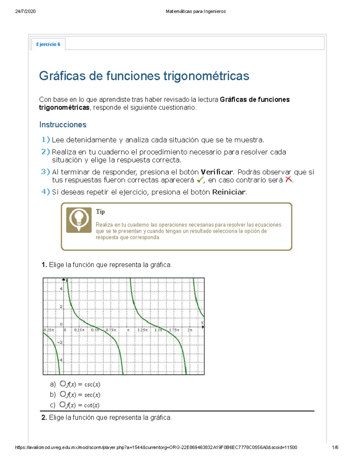 Ejercicio 6 - espero te sirva - Gráficas de funciones trigonométricas ...