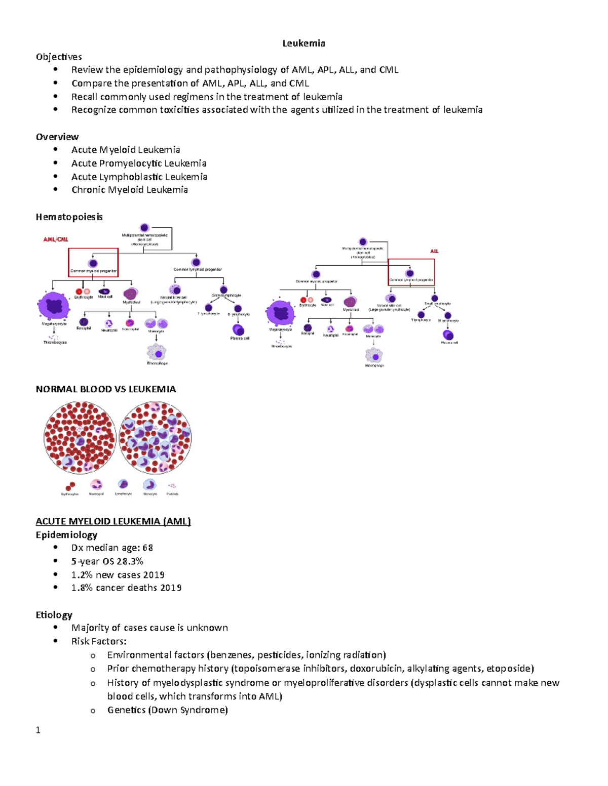 12-2 Leukemia - lecture - Leukemia Objectives Review the epidemiology ...