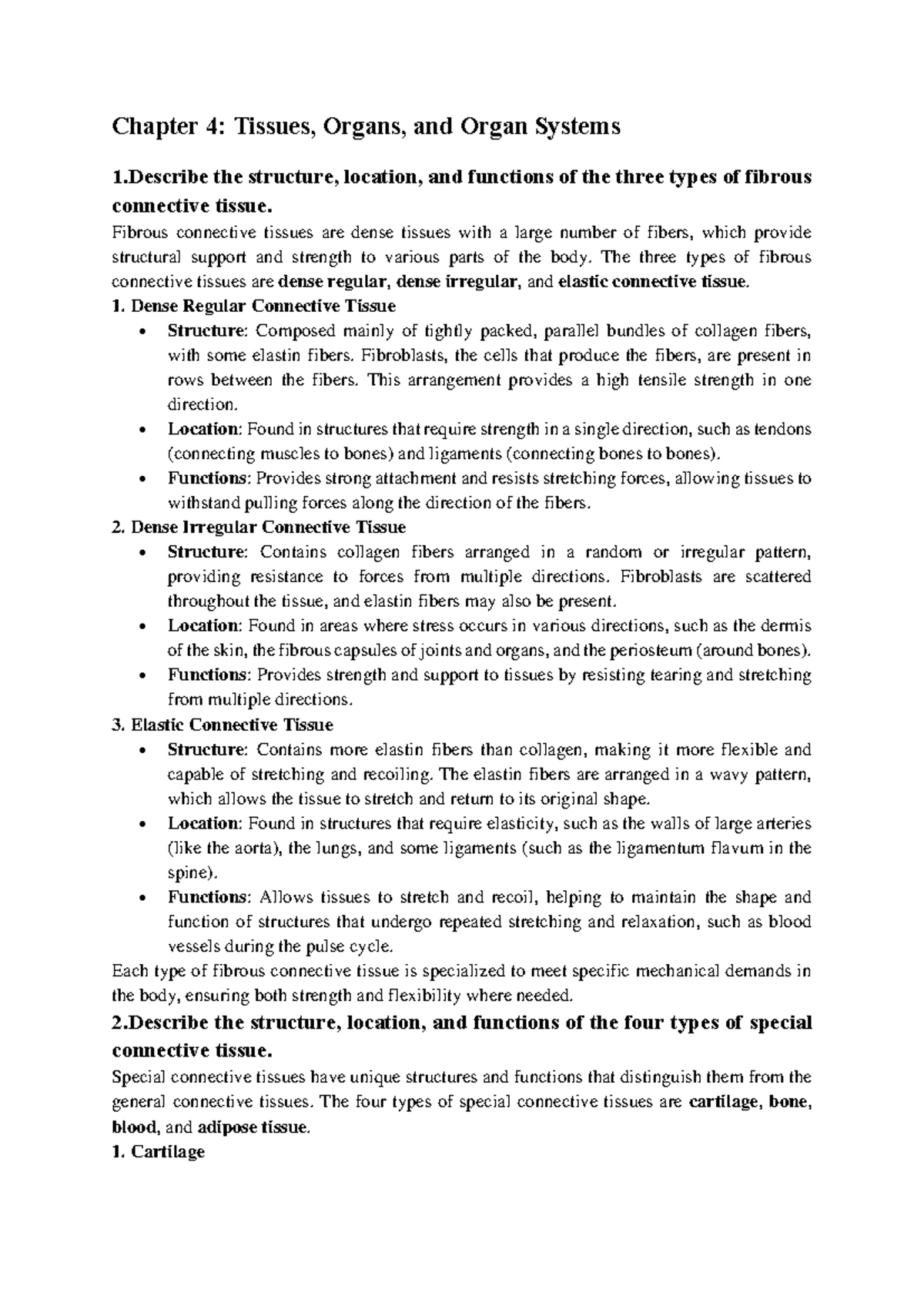 Chapter 4 - Chapter 4: Tissues, Organs, and Organ Systems 1 the ...
