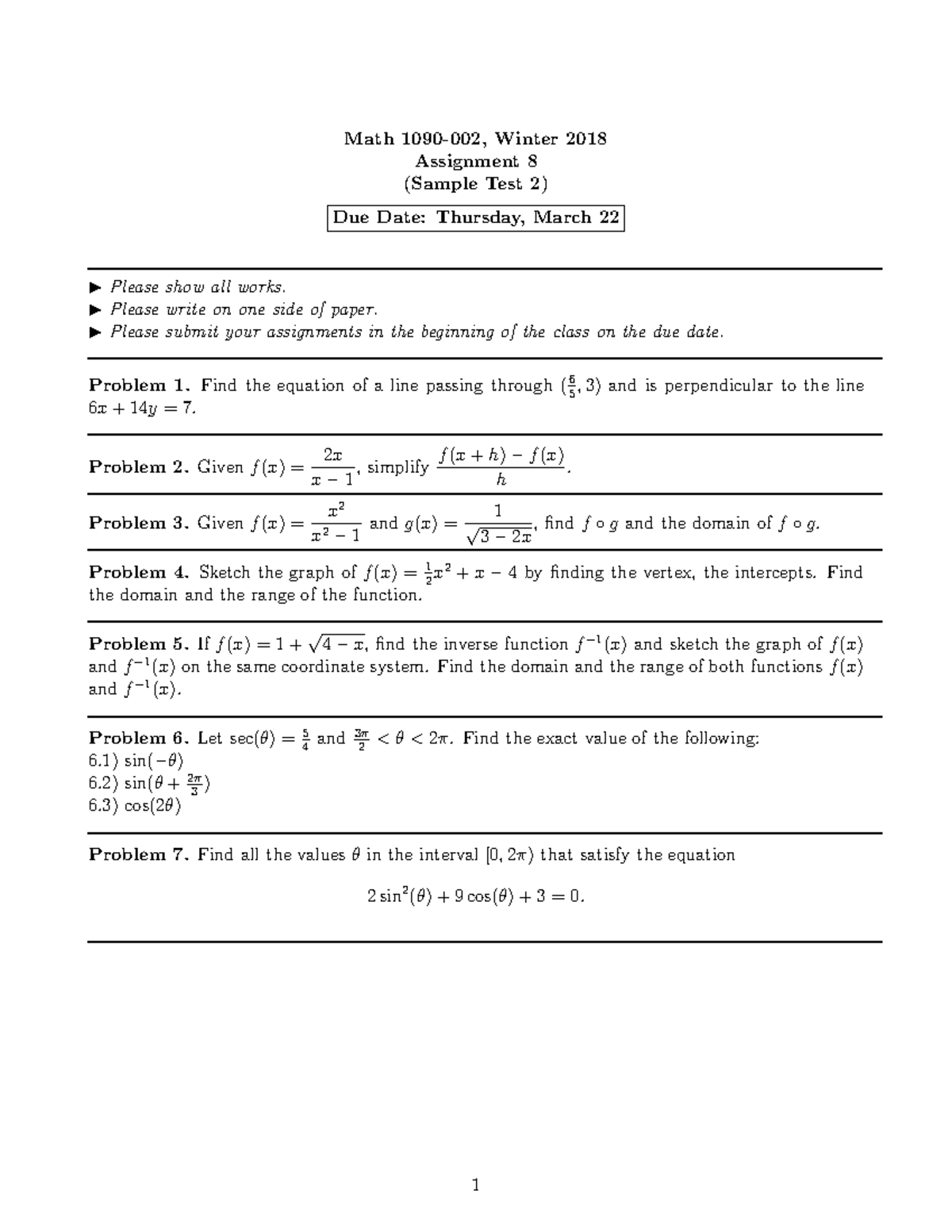 Math1090-Assignment 8 - Math Winter 2018 Assignment 8 (Sample Test 2 ...