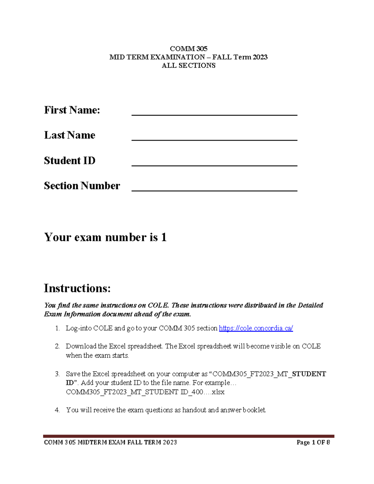 COMM305 FT2023 Midterm Exams 1-5 - COMM 305 MID TERM EXAMINATION – FALL ...