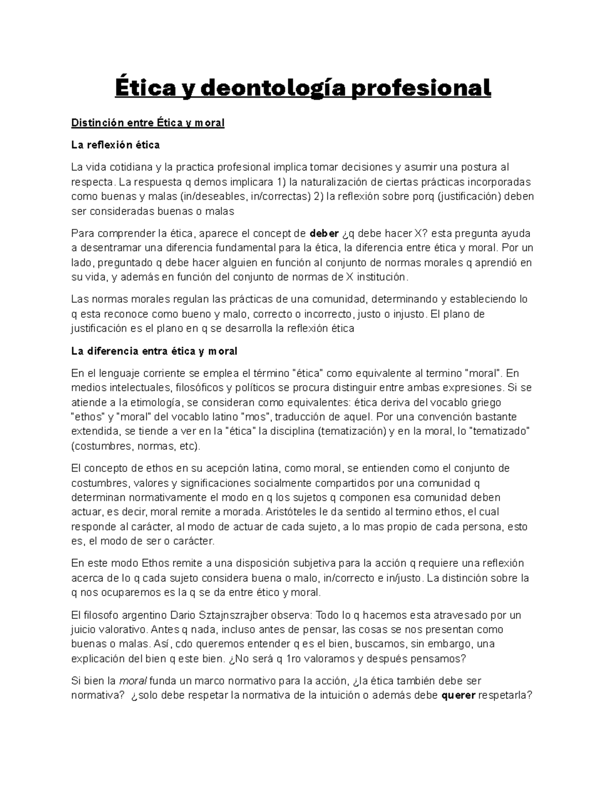 Etica Y Deontologia Profesional Resumen M1 M2 Ética Y Deontología