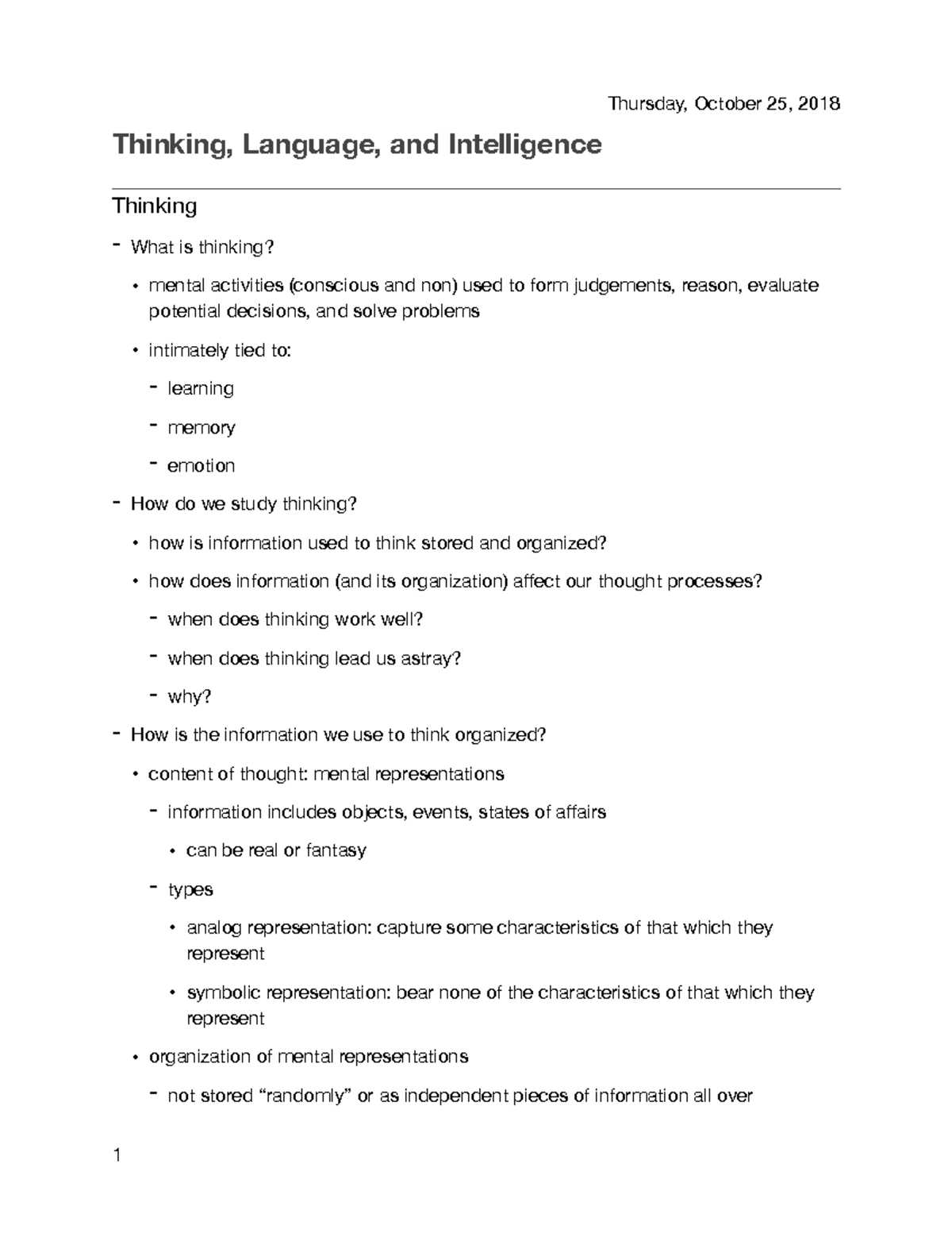Chapter 8 - lecture notes - Thinking, Language, and Intelligence ...