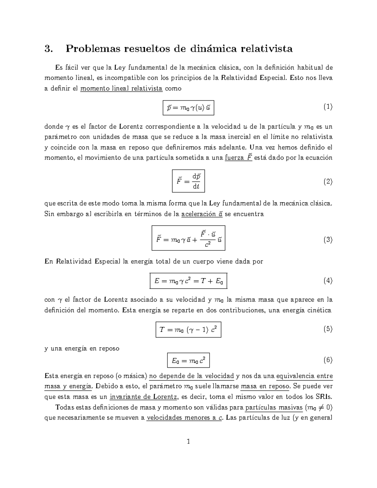 Problemas dinámica - Apuntes de relatividad de 1º - 3. Problemas ...