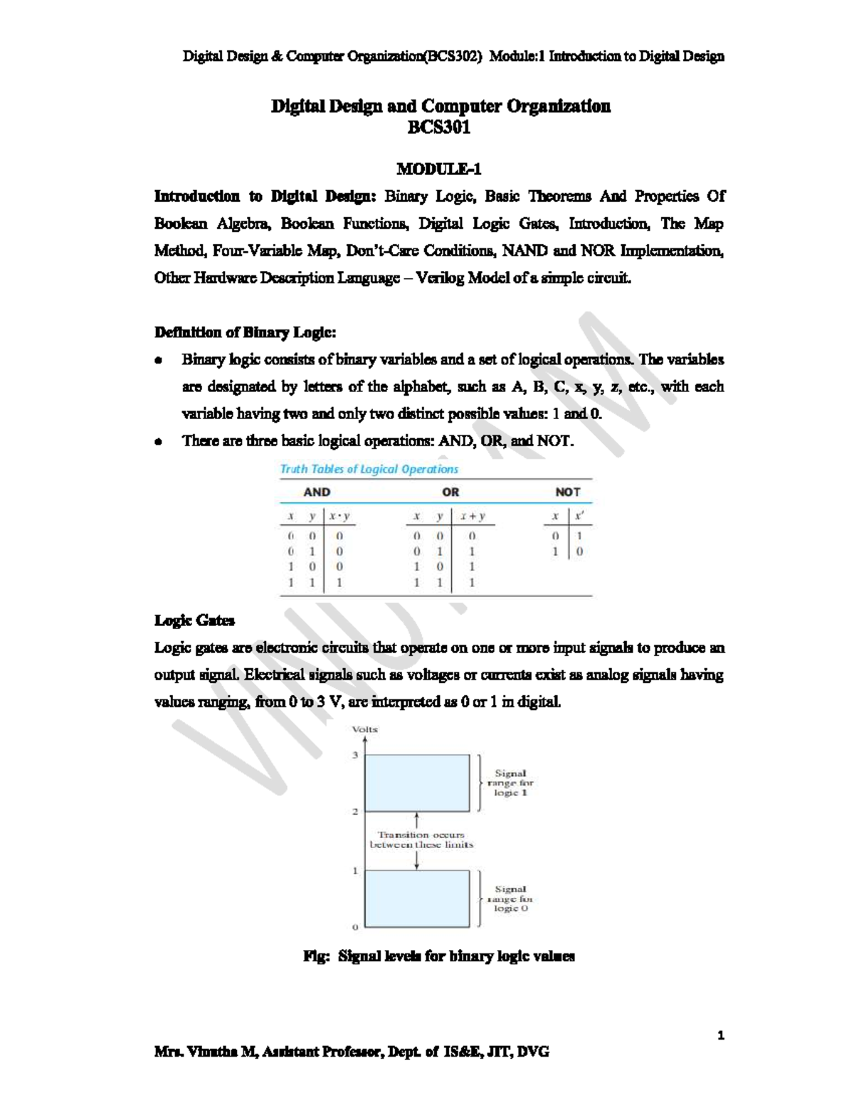 Ddco - qp question paper - Digital Design Computer Organization(BCS302) Module:1 Introduction to ...
