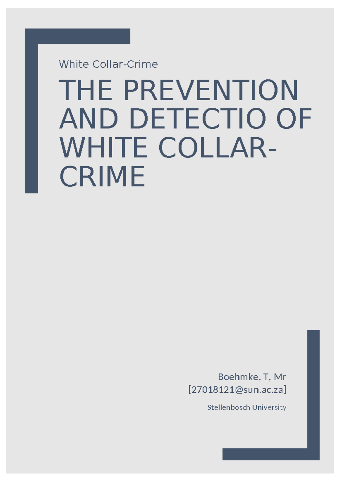 The Impact of White collar crime - White Collar-Crime THE PREVENTION ...