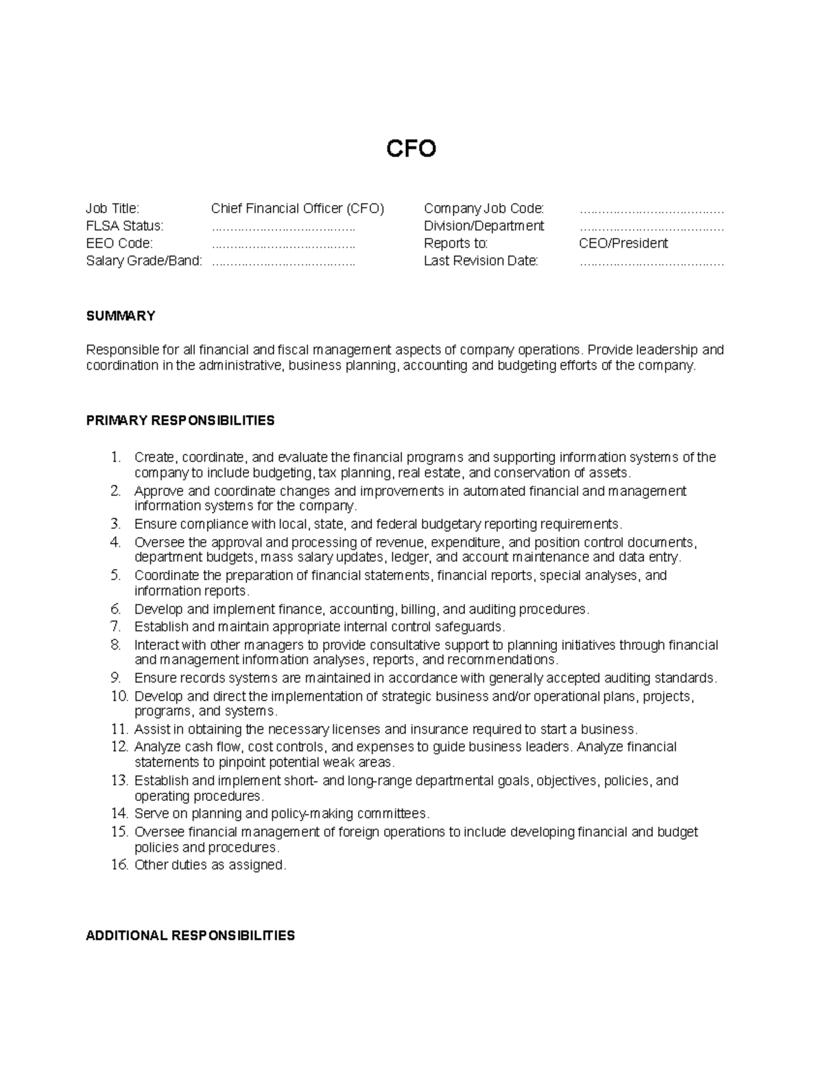 CFO - Xem lại phân kì trong historgam - CFO Job Title: Chief Financial ...