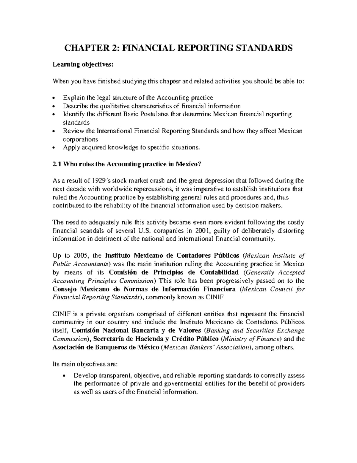 Chapter 2 - CHAPTER 2: FINANCIAL REPORTING STANDARDS Learning objectives: When you have finished ...