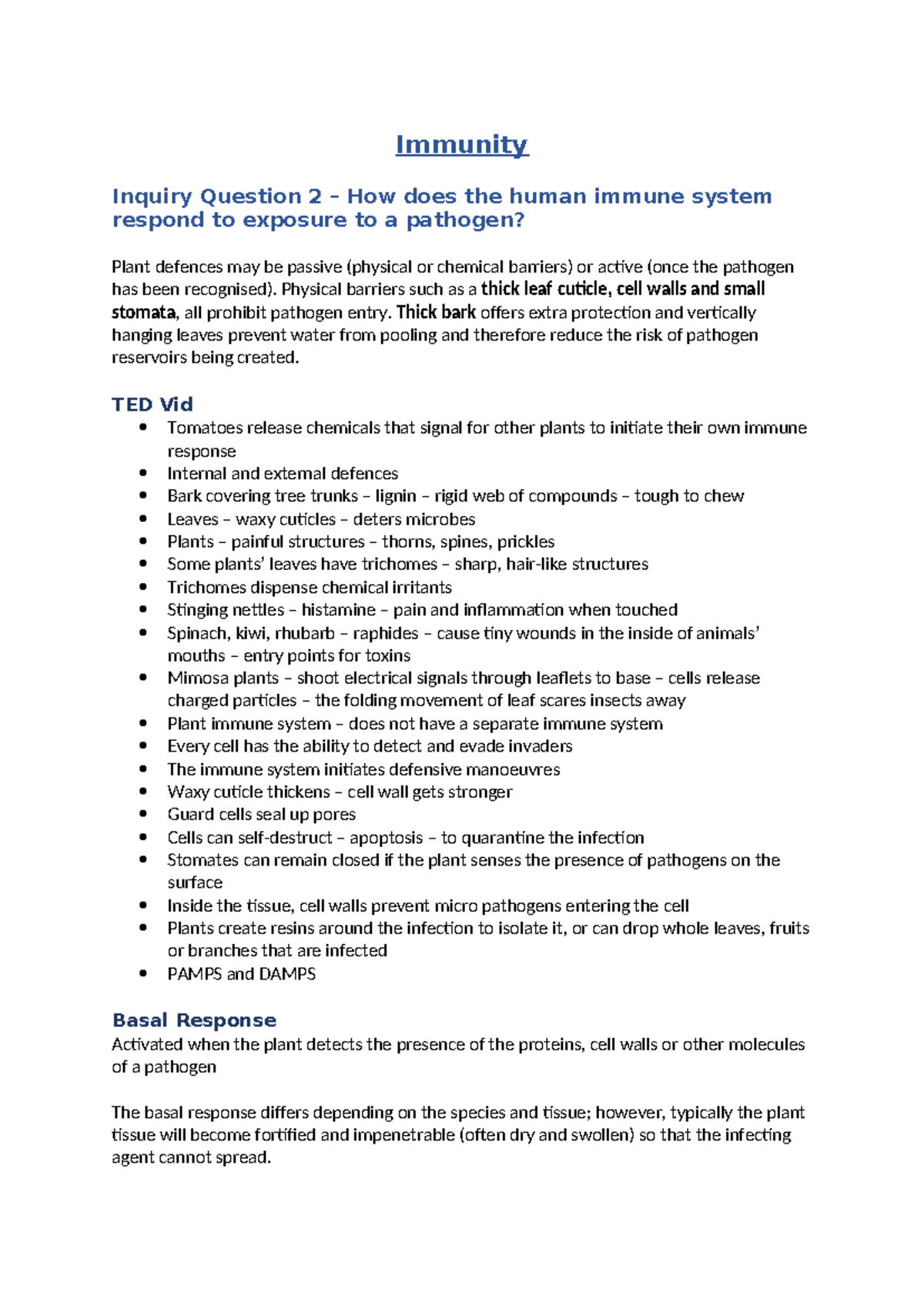 Immunity - Immunity Inquiry Question 2 – How does the human immune ...
