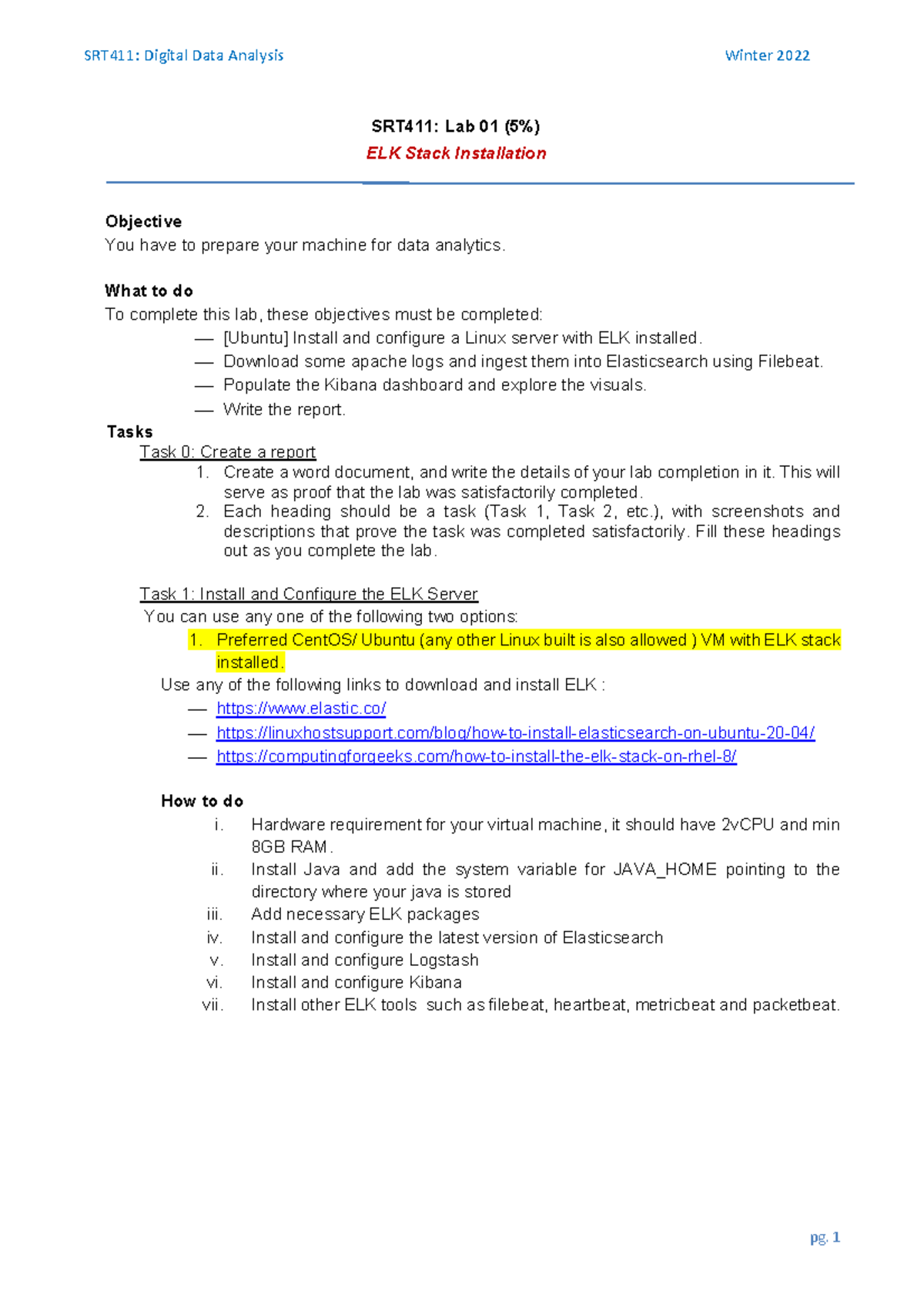 Lab1 - Question and Lab work - SRT411: Digital Data Analysis Winter 202 ...