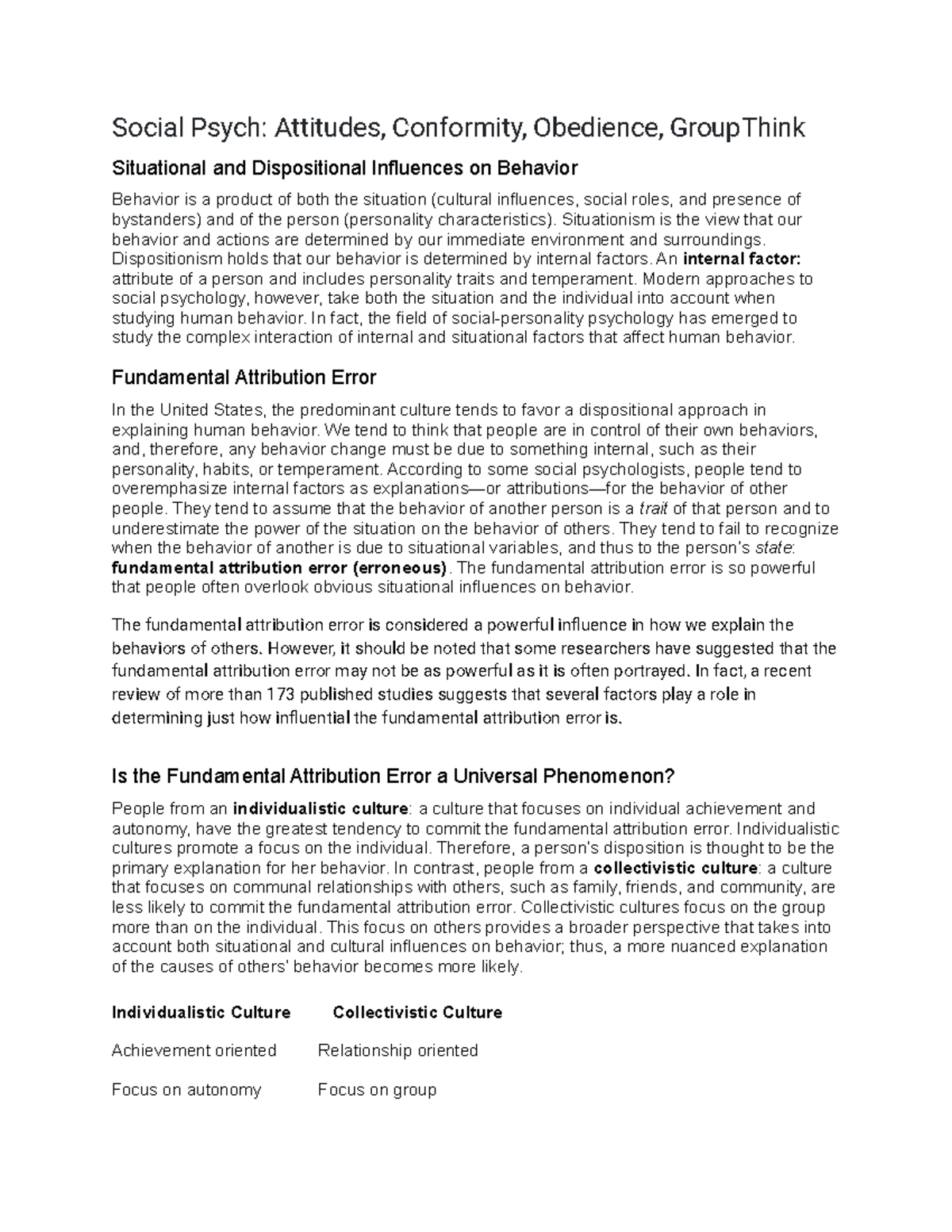 Genereal Psych Notes - Social attitudes - Social Psych: Attitudes ...