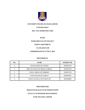 Jawapan Revision Quiz MGT334 - (Total Mark: 60) Question 1 - Multiple ...