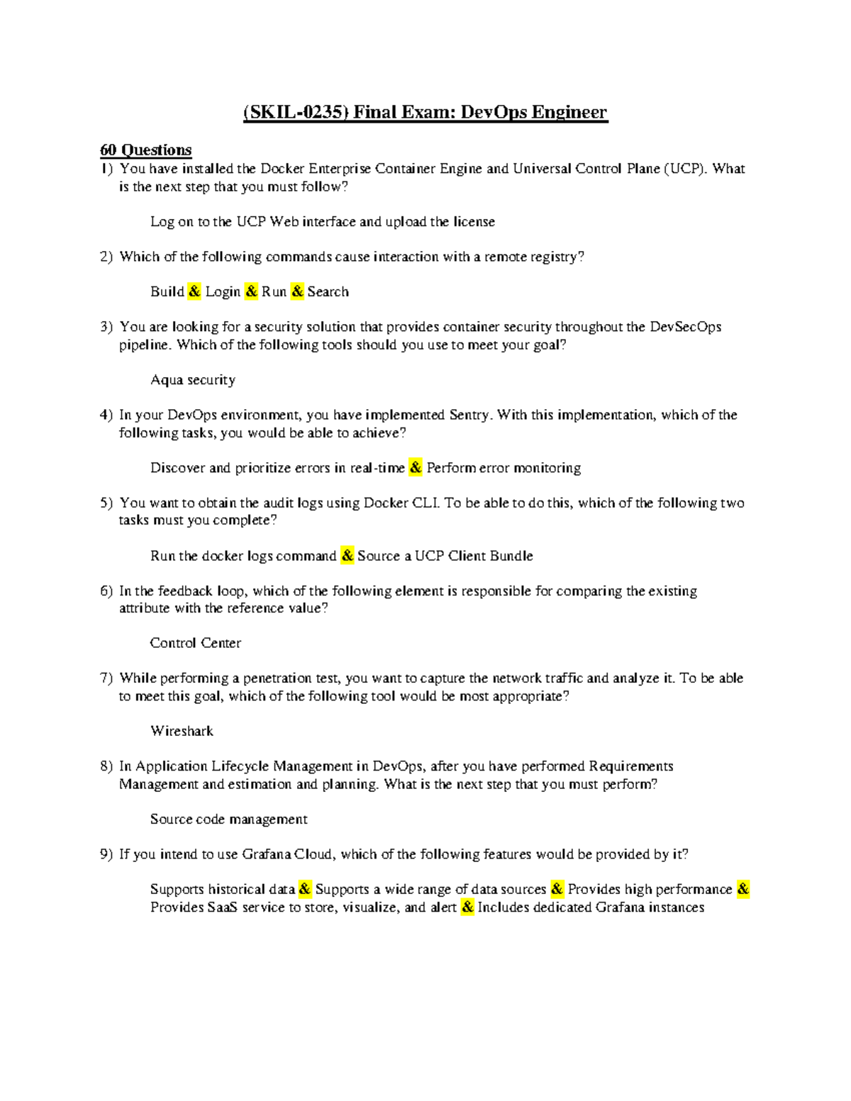 Skillsoft Dev Ops Engineer (IT) Final Exam - (SKIL-0235) Final Exam ... Skillsoft Dev Ops Engineer (IT) Final Exam - (SKIL-0235) Final Exam ...