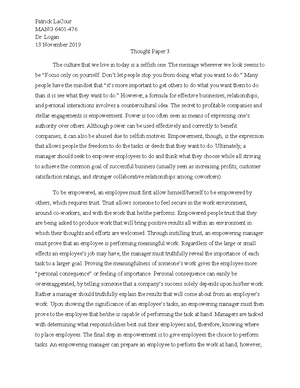 Though Paper Instructions - CHAPTER THOUGHT PAPERS The idea behind the ...