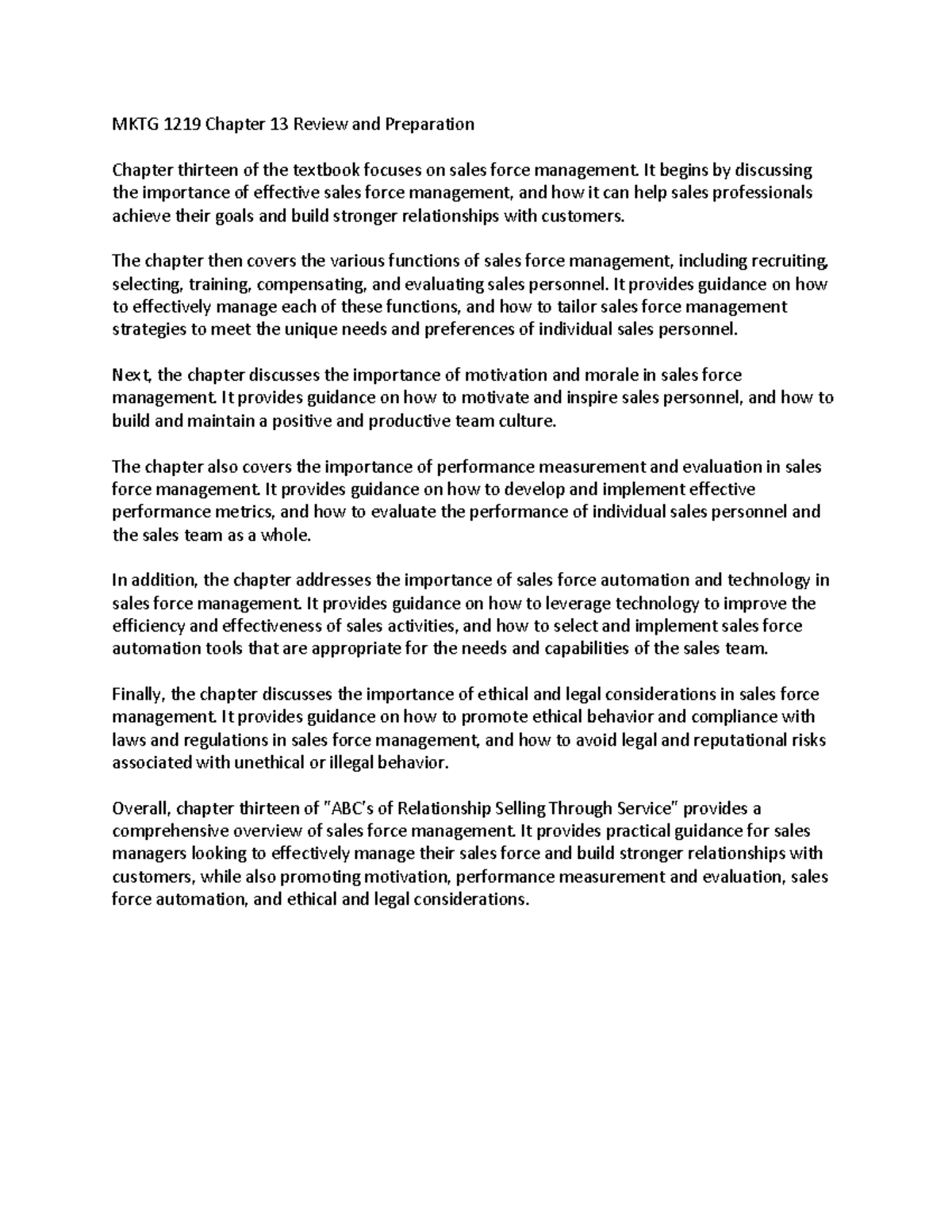 MKTG 1219 Chapter 13 Review - MKTG 1219 Chapter 13 Review and Preparation Chapter thirteen of ...